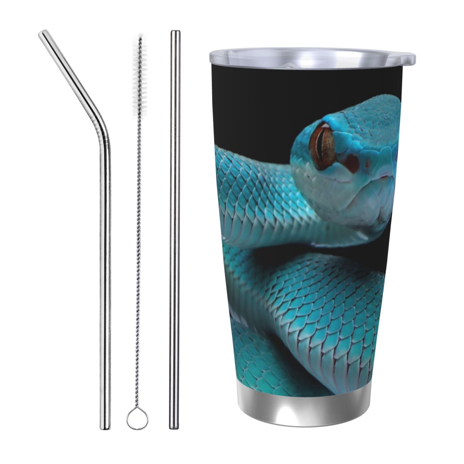 Balery Blue Viper Snake1 Pattern 20oz Insulated Car Cup with Dual Drink ...