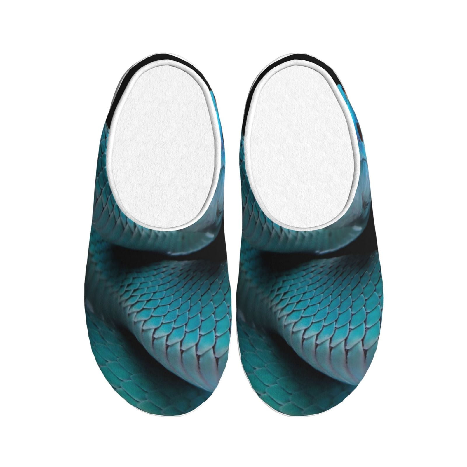 Balery Blue Viper Snake1 Pattern Women's Fuzzy Memory Foam Slippers ...
