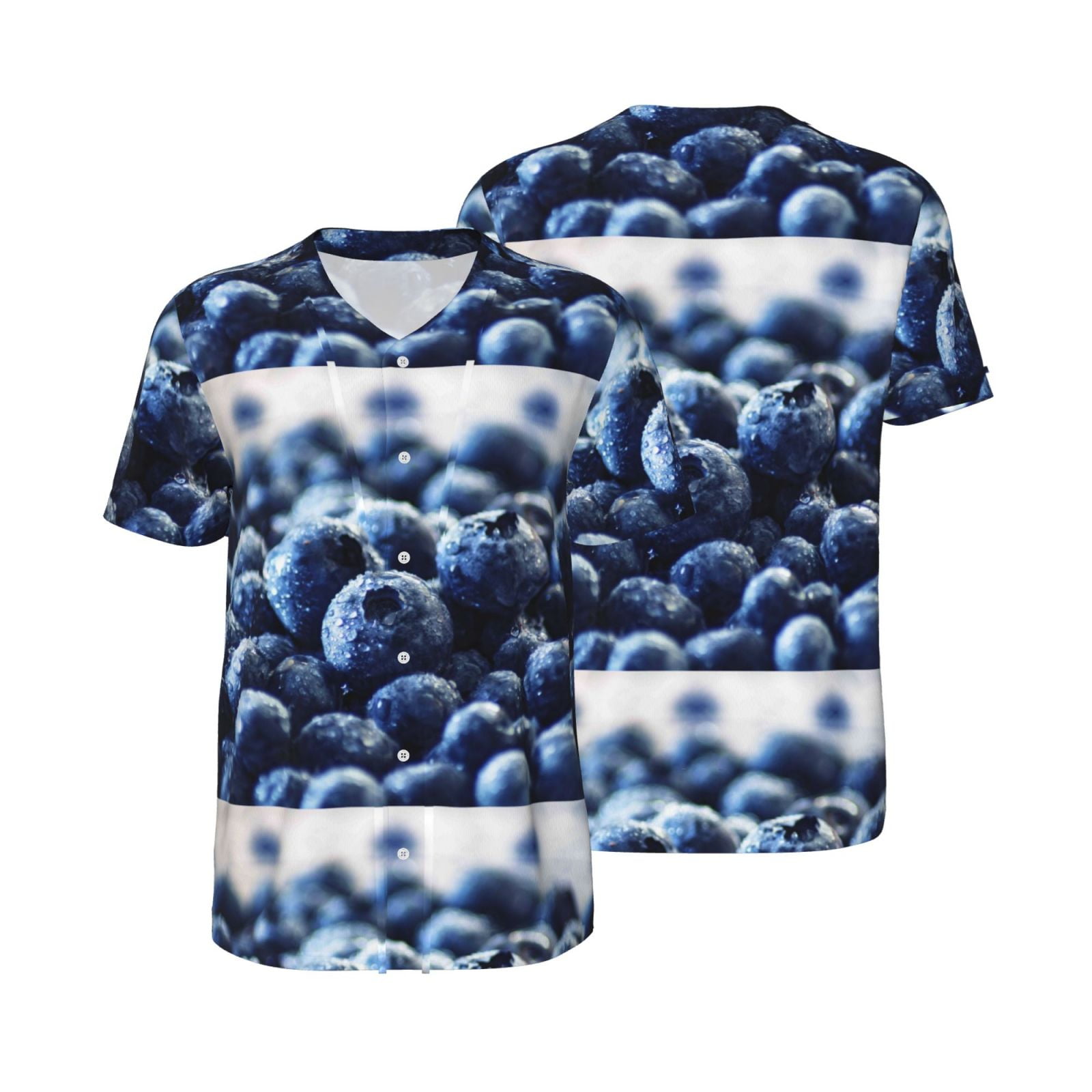 Balery Blueberry Baseball Jersey for Men Casual Button Down Shirts ...