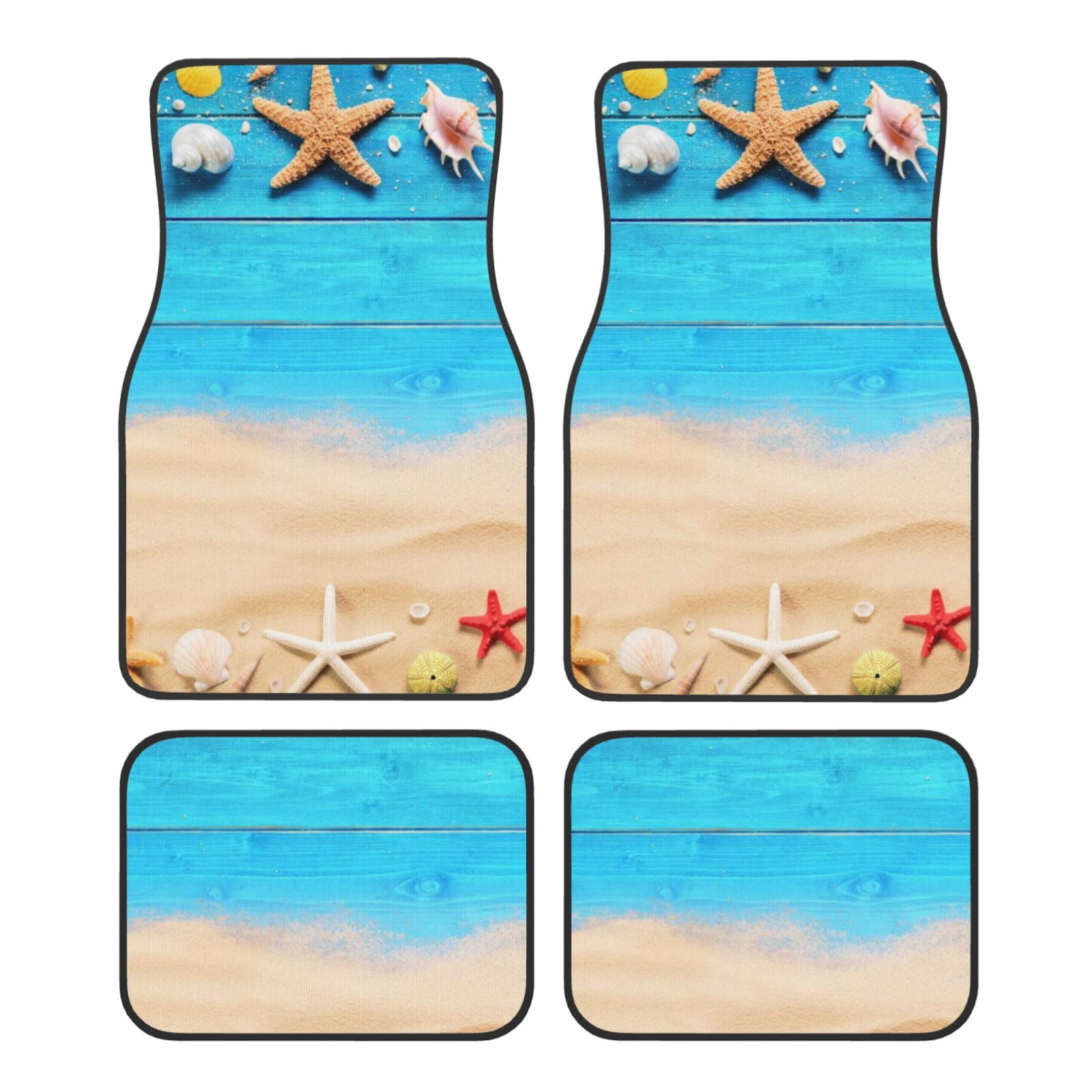 Balery Boards and Beach Pattern 4-Piece Floor Mats, Heavy-Duty Rubber ...