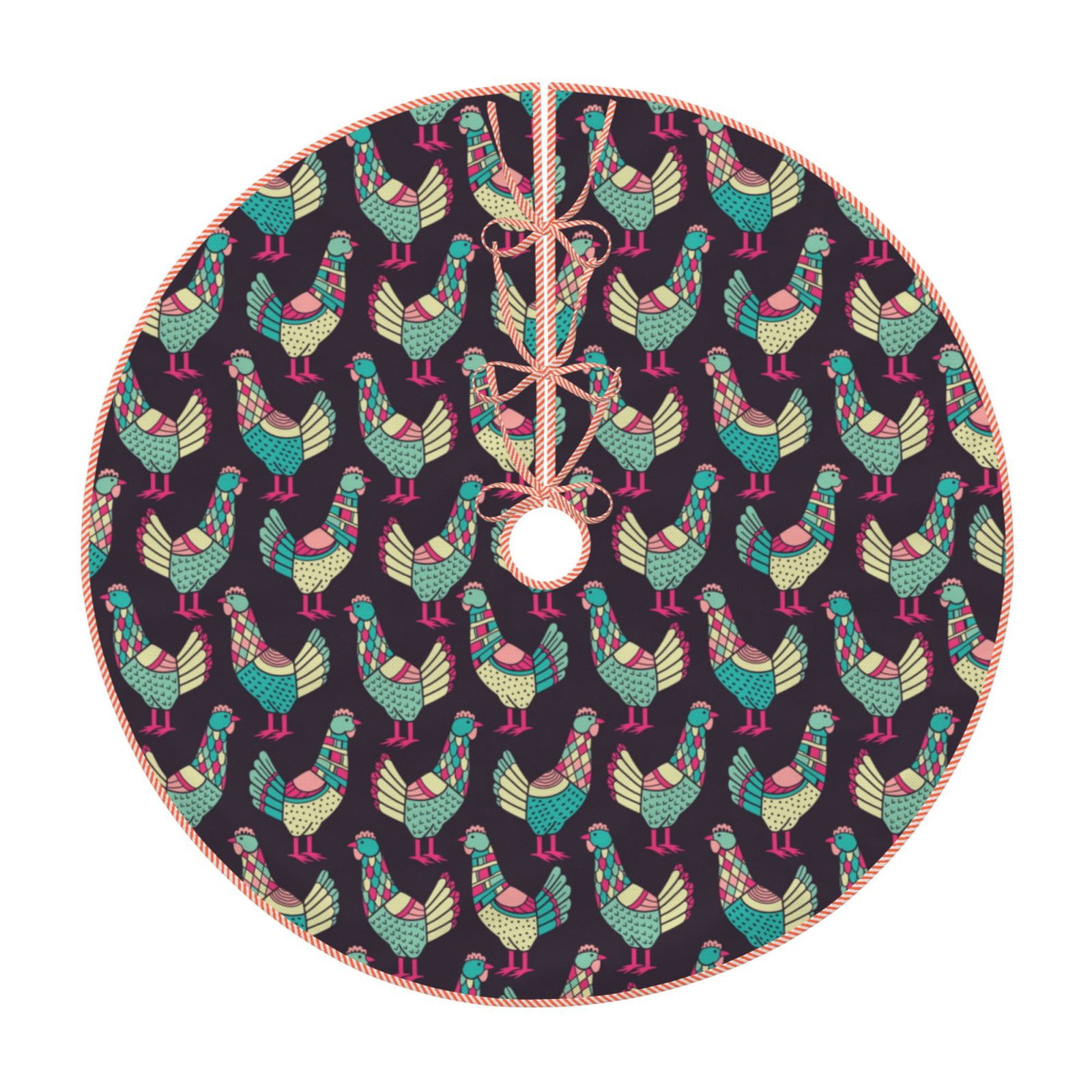 Balery Bohemian Chicken Printed Christmas Tree Skirt , Merry Christmas ...
