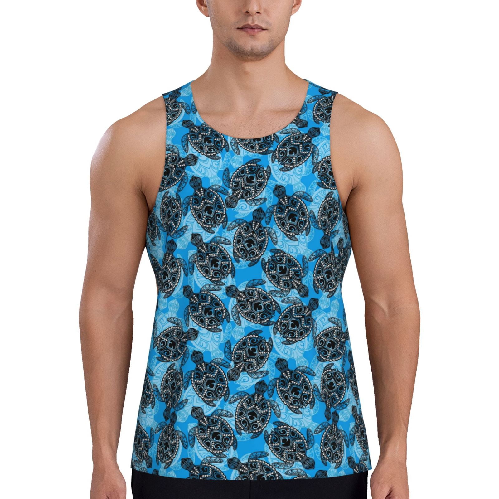Balery Bohemian Sea Turtle Pattern Men's Workout Tank Top Gym Muscle ...