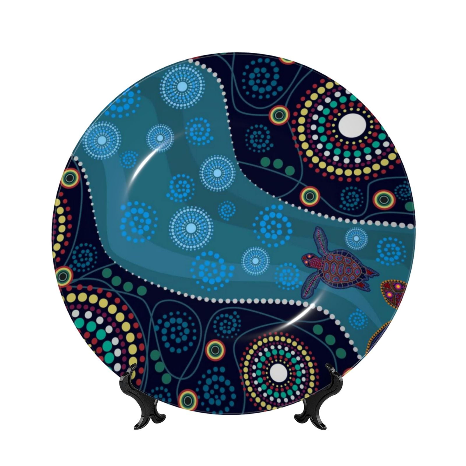 Balery Bohemian Turtle Print Bone China Decorative Plate Ceramic Dinner ...