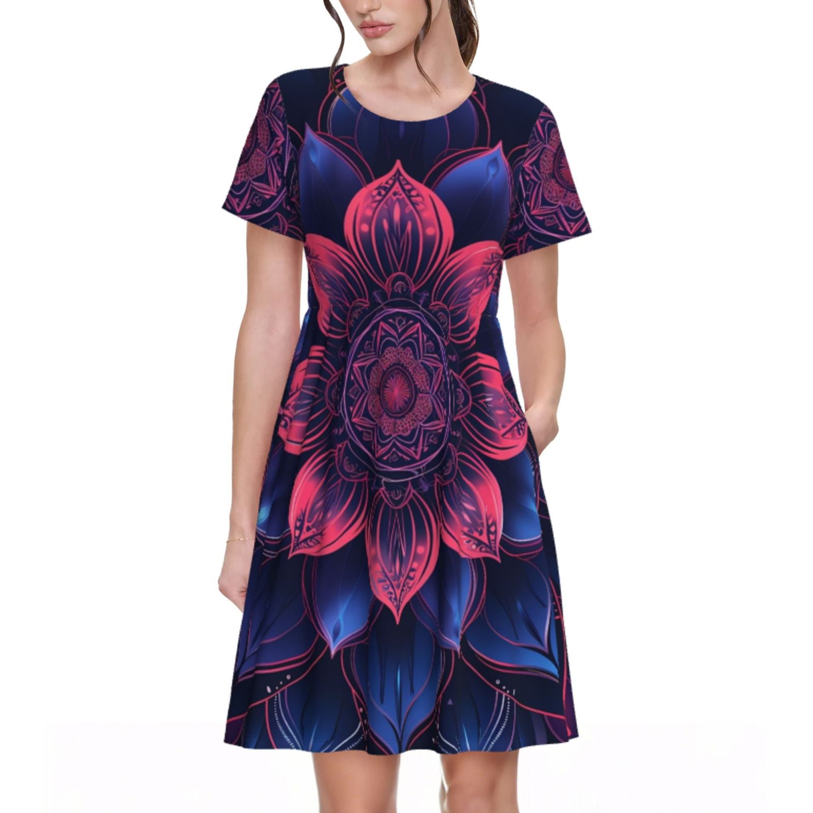 Balery Bohemian Vintage Pattern Pattern Womens Dresses Loose Short ...