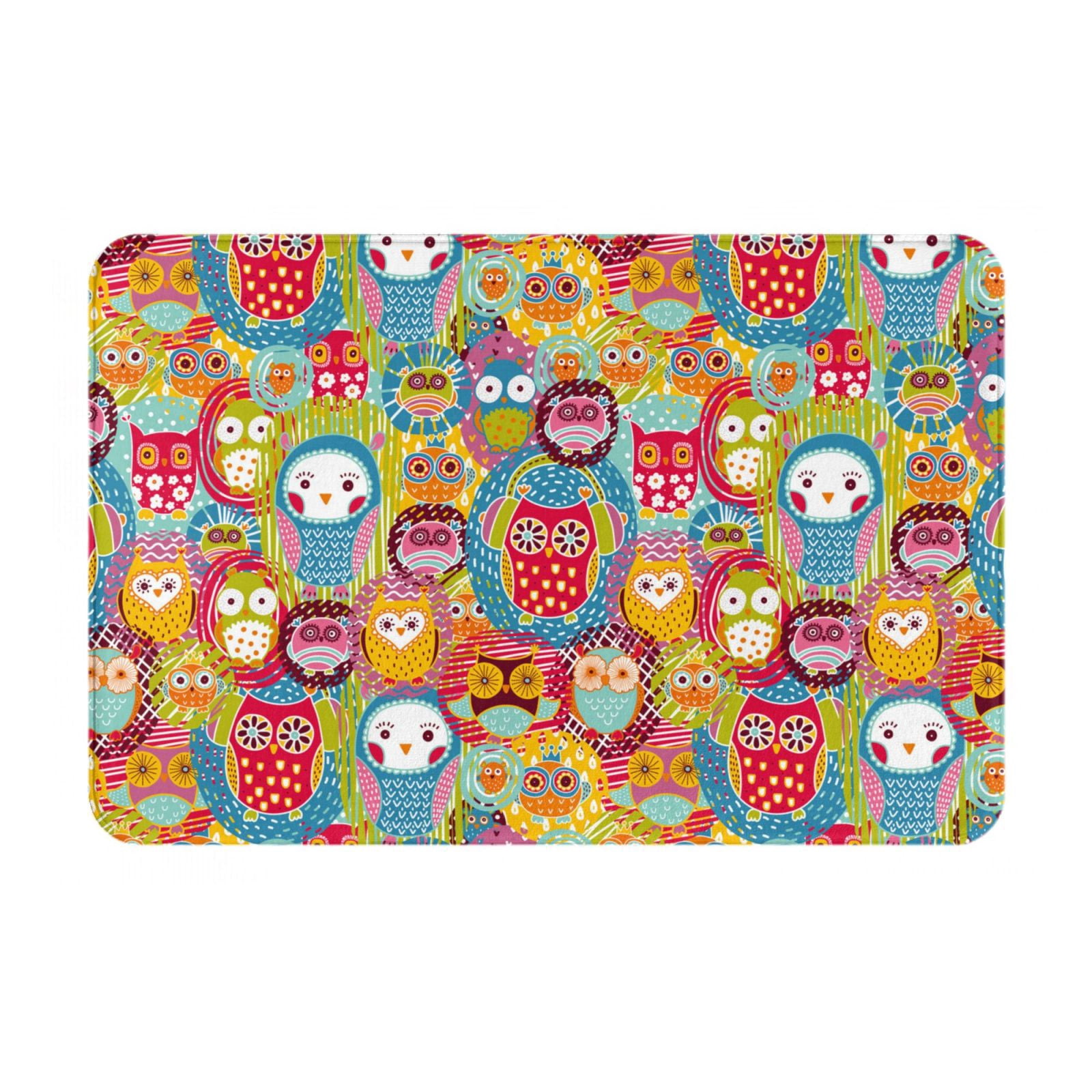 Balery Boho Cute Owls Doormat, Durable Flannel Fabric, Waterproof Stain ...