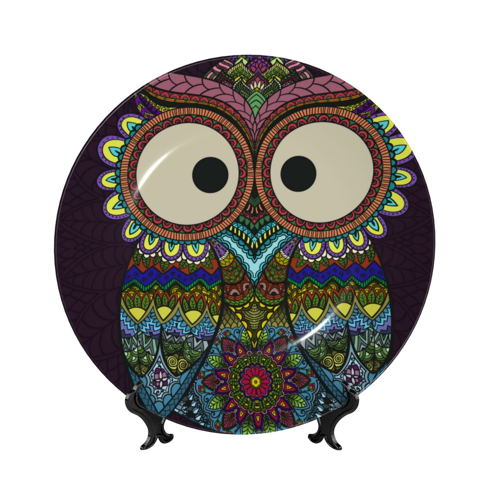 Balery Boho Owl Print Bone China Decorative Plate Ceramic Dinner Plates ...