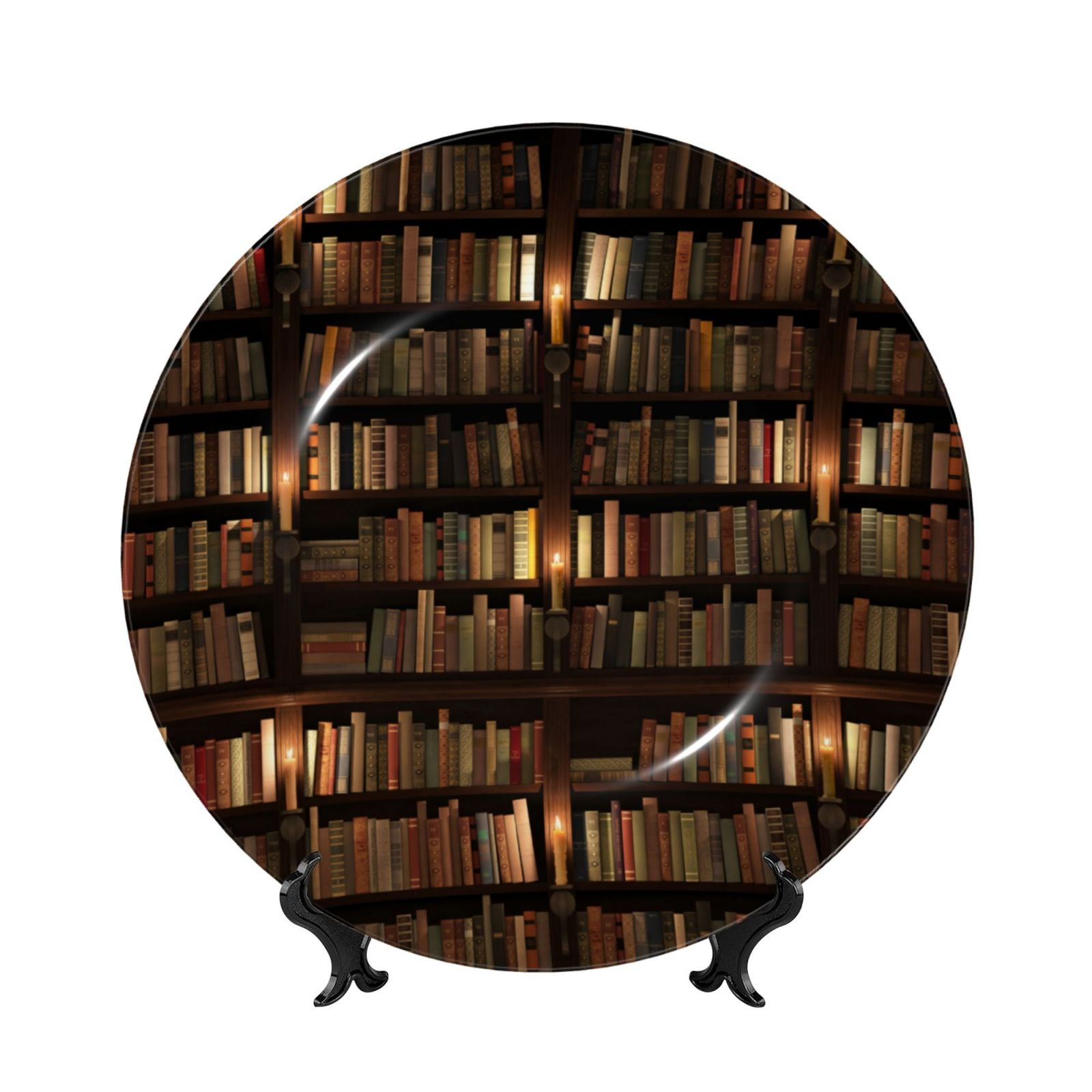 Balery Bookshelves Print Bone China Decorative Plate Ceramic Dinner ...