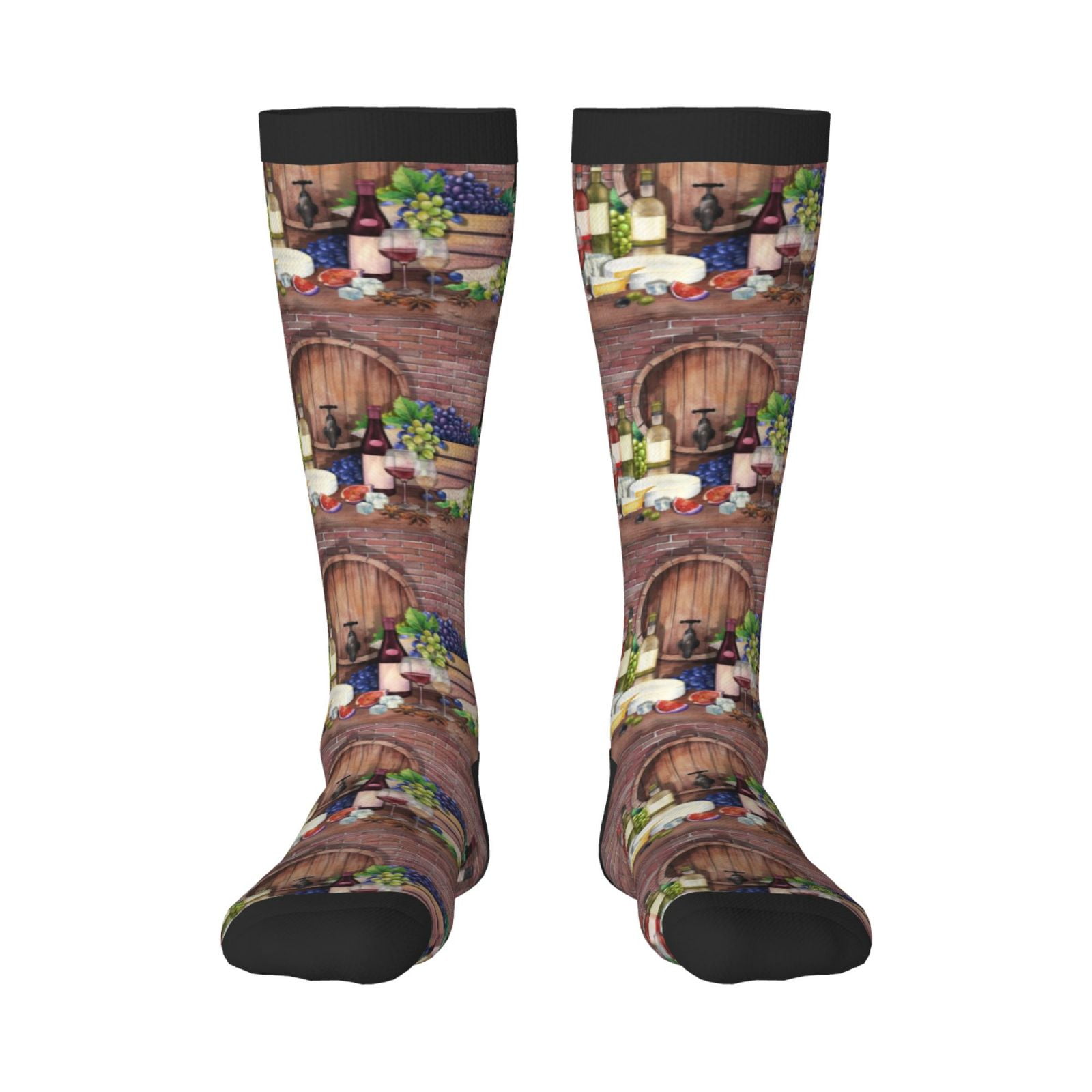 Balery Bottle Glass Red Wine Printed Novelty Socks Men's Women's Crew ...