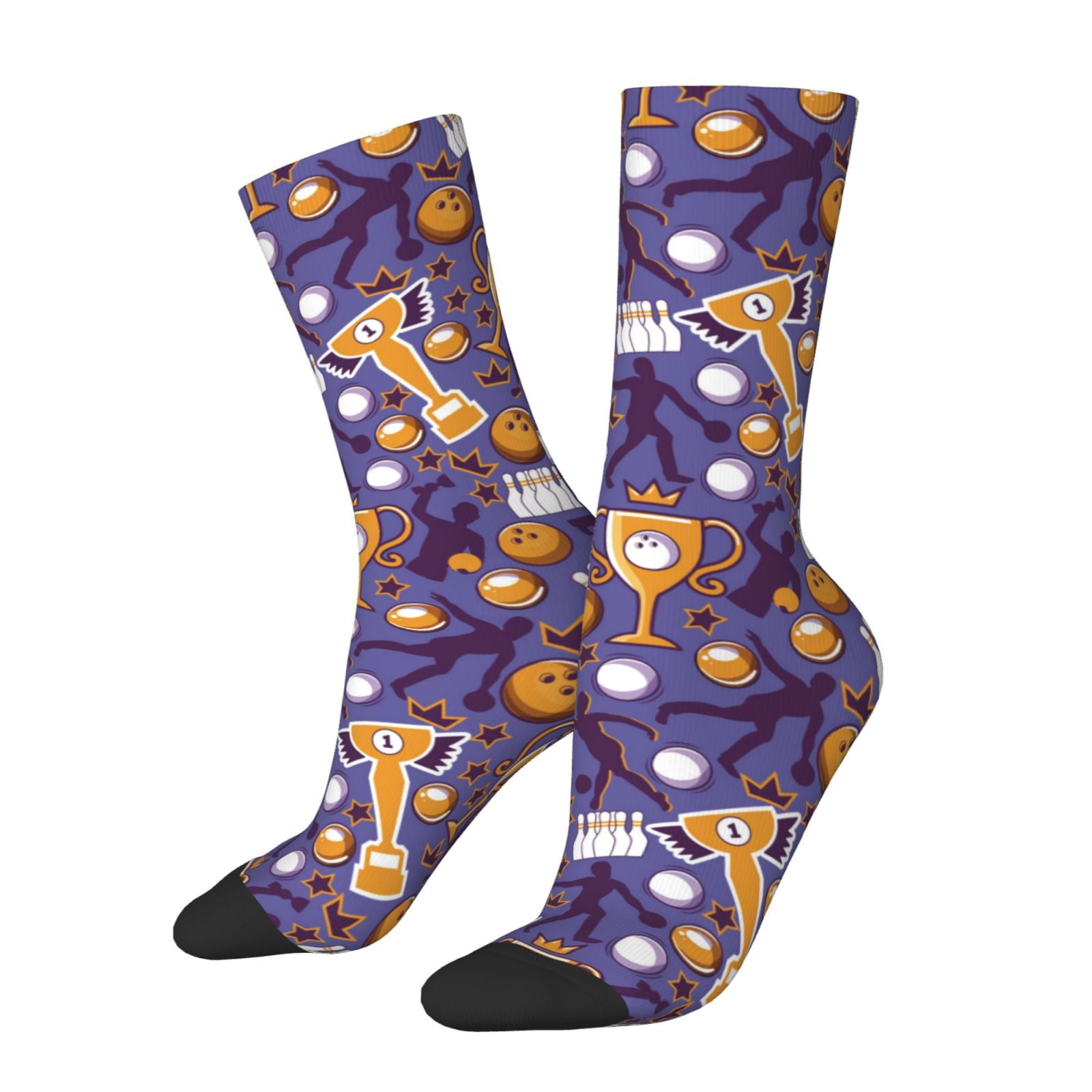 Balery Bowling Game Pattern Crew Socks Unisex– Soft & Breathable Socks ...