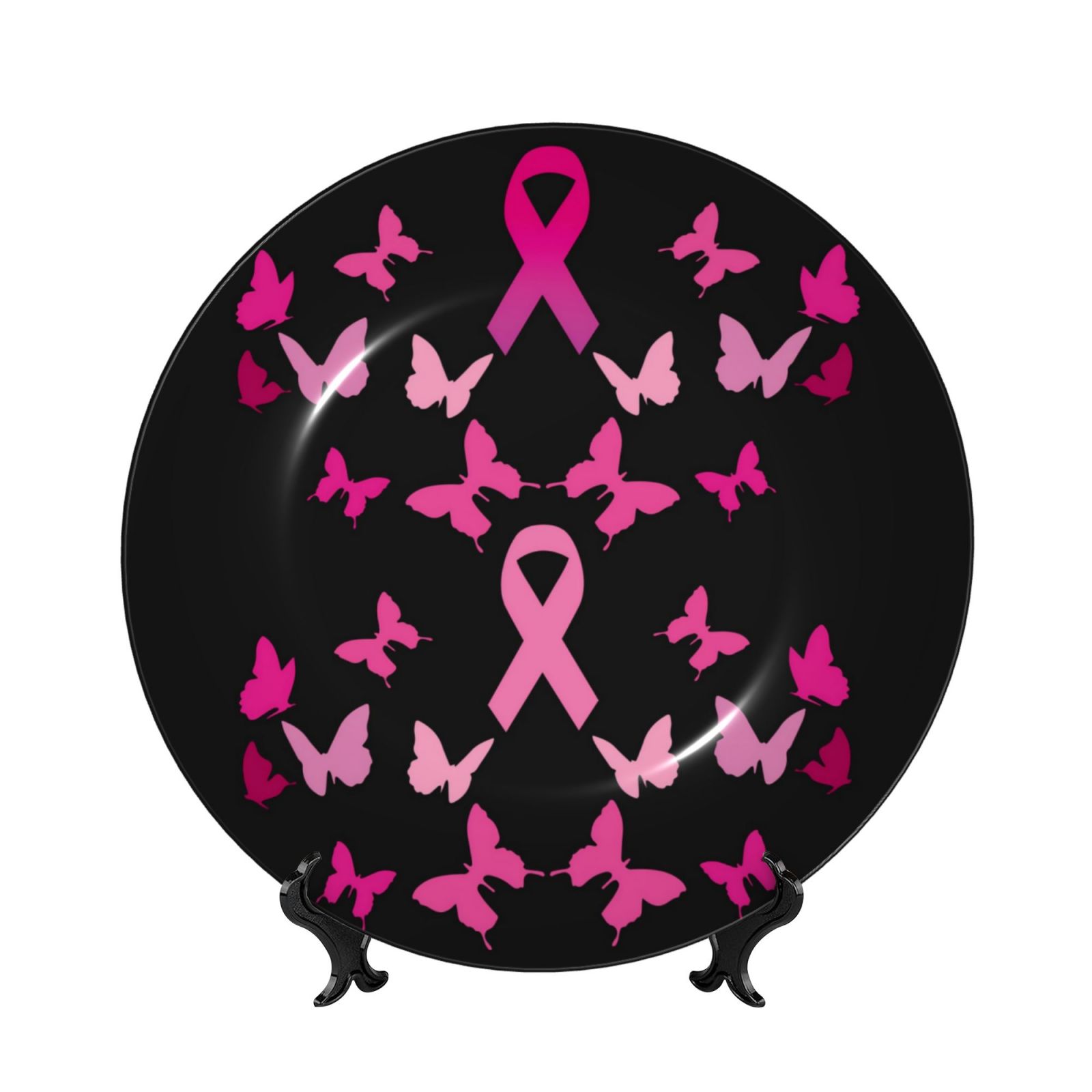 Balery Breast Cancer Print Bone China Decorative Plate Ceramic Dinner ...