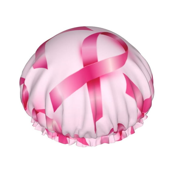 Balery Breast Cancer Ribbons Awareness Shower Caps, Double Layer ...