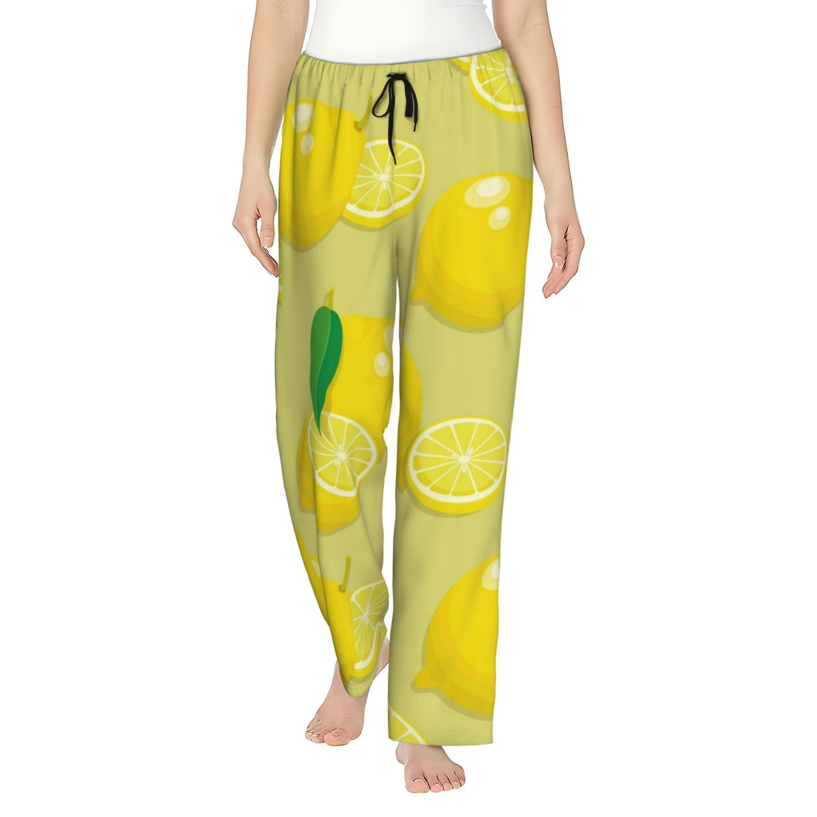 Balery Bright Lemons print Women's Pajama Pants,Ultra Lightweight Pjs ...