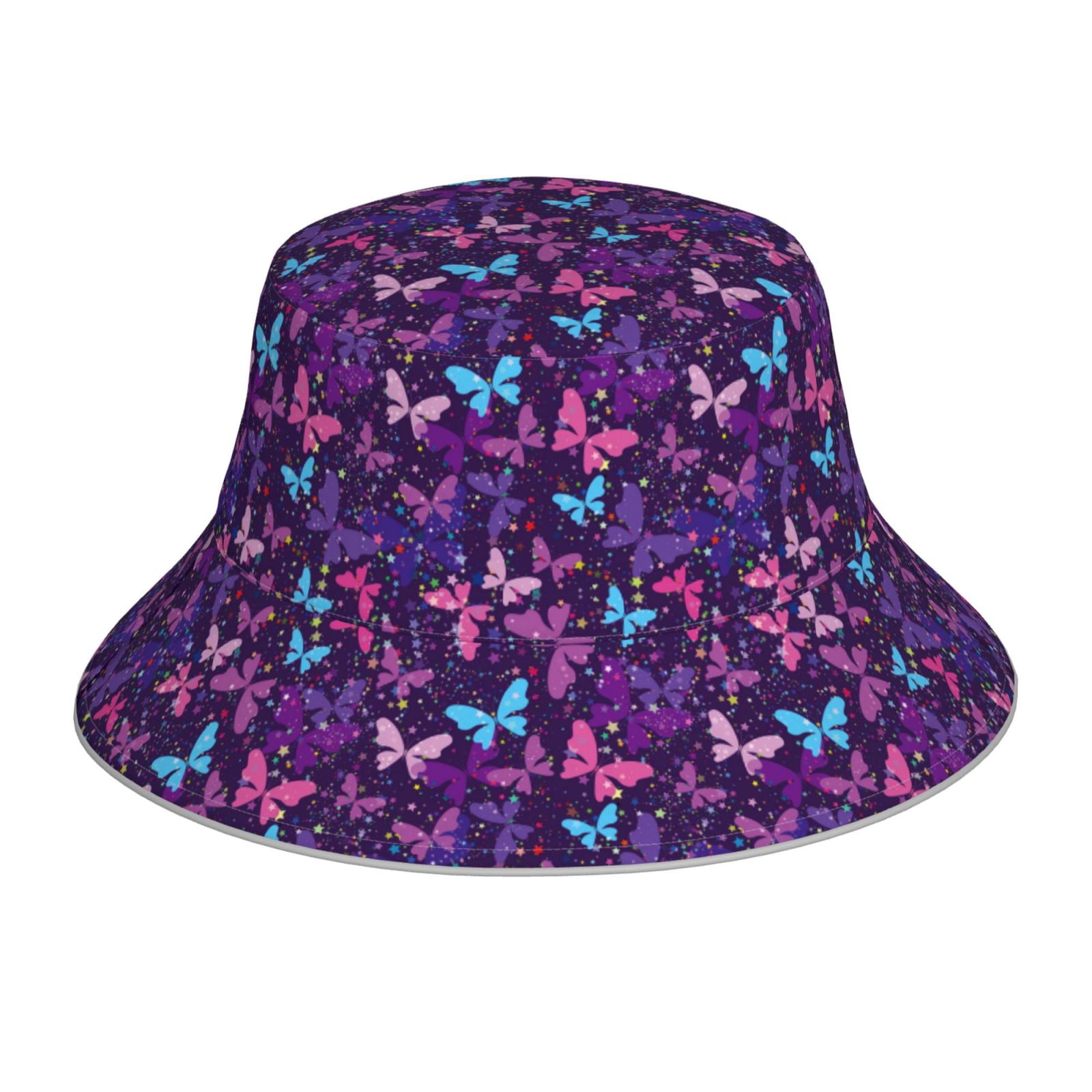 Balery Bright Purple Butterflies Sun Hats for Men Women Bucket Hat UPF ...