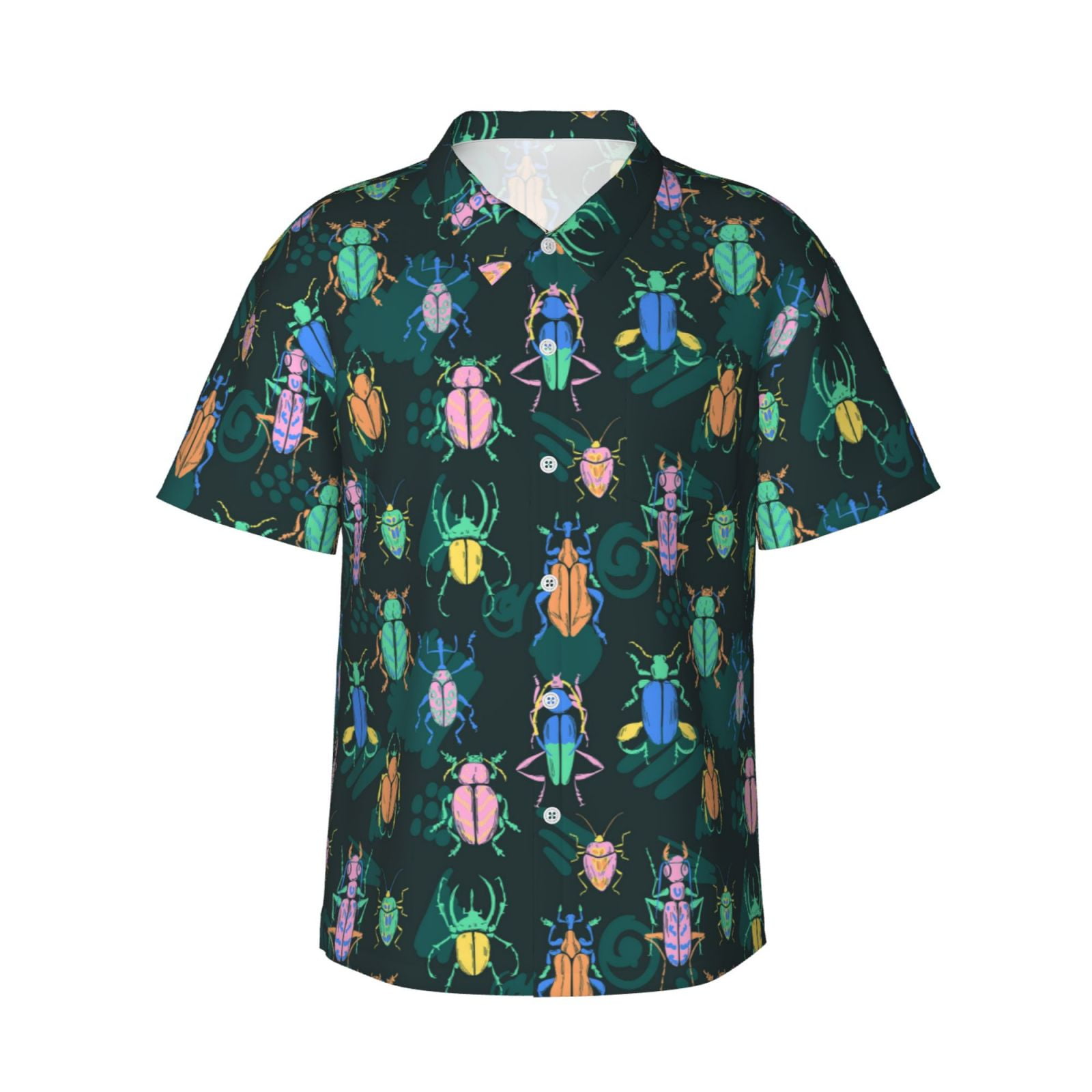 Balery Bright ladybugs Print Men's Hawaiian Shirts Short Sleeve Beach ...