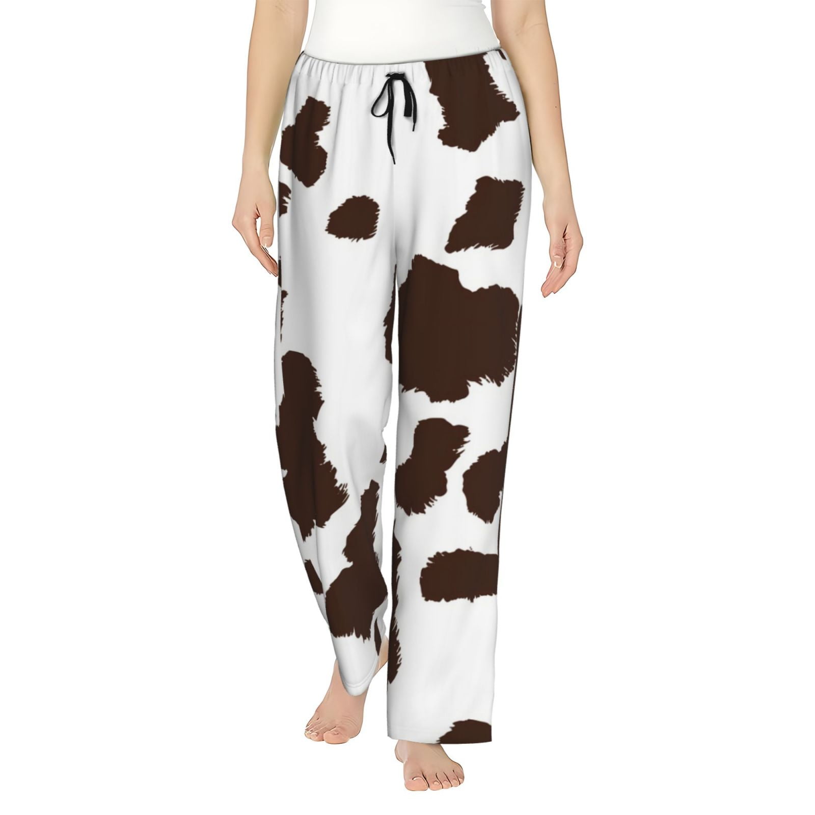 Balery Brown Cow print Women's Pajama Pants,Ultra Lightweight Pjs ...