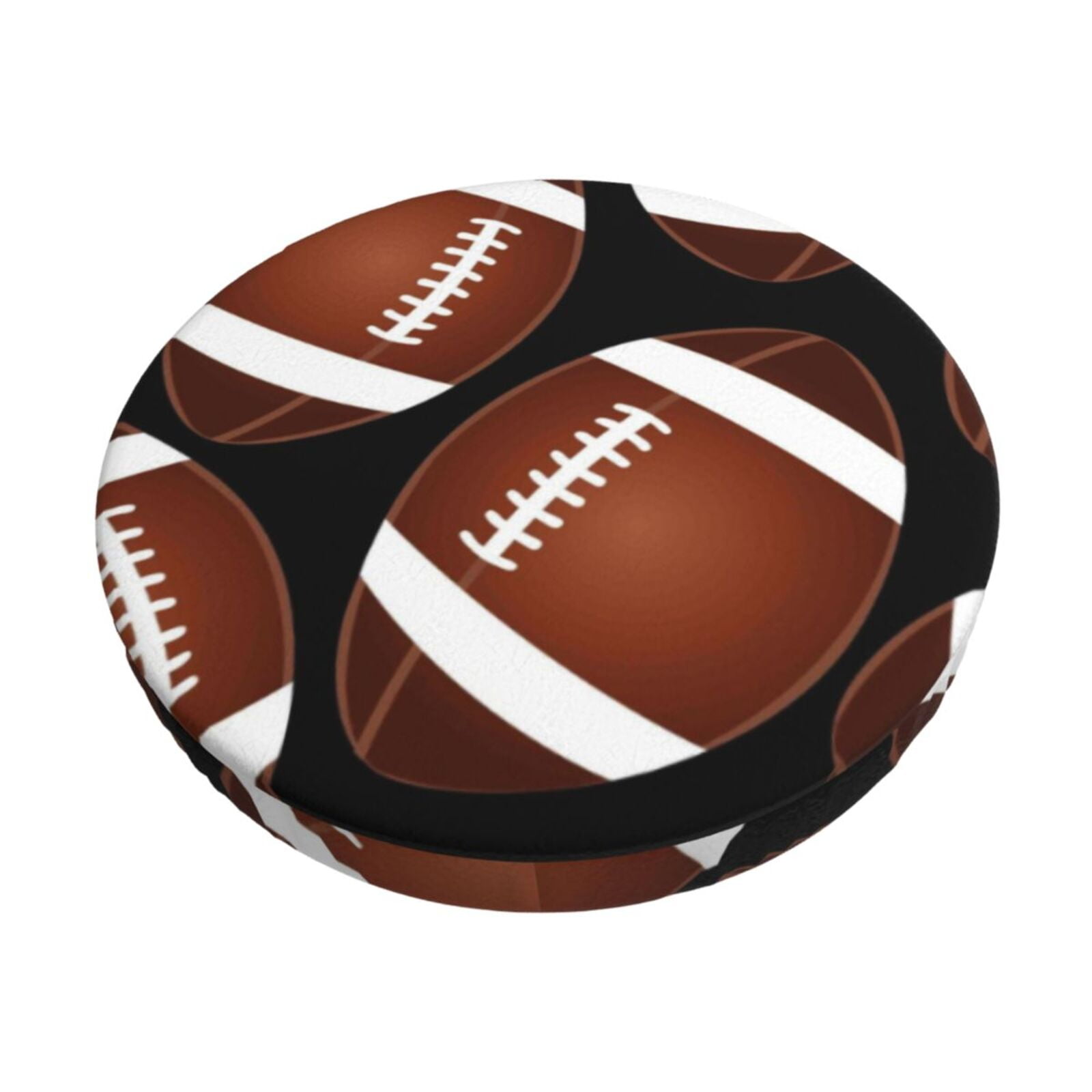 Balery Brown Football On Black Round Bar Stool Seat Covers Velvet ...