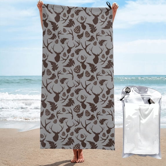 Balery Brown Moose with Pinecones Print Towels - Luxurious Jumbo Bath ...