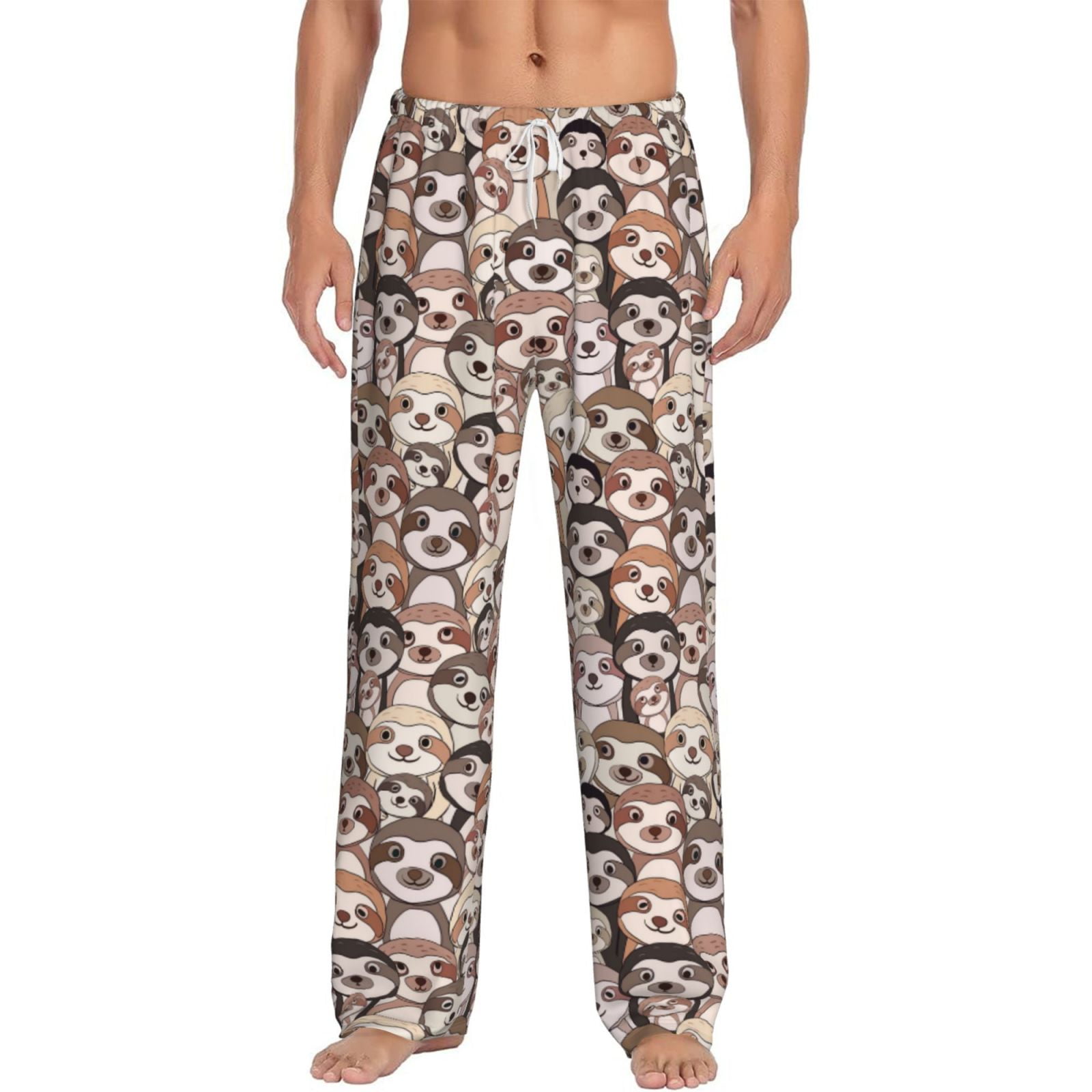 Balery Brown Sloth print Men's Pajama Pants,Ultra Lightweight Pjs ...