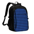 Balery Buffalo Plaid Blue Black Print USB Charging Backpack for Men and ...