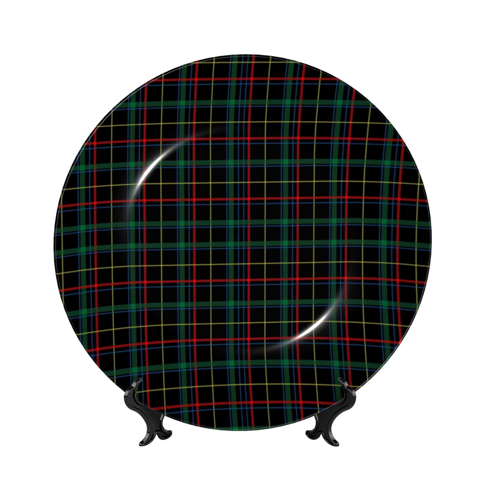 Balery Buffalo Plaid Dark Green Print Bone China Decorative Plate ...