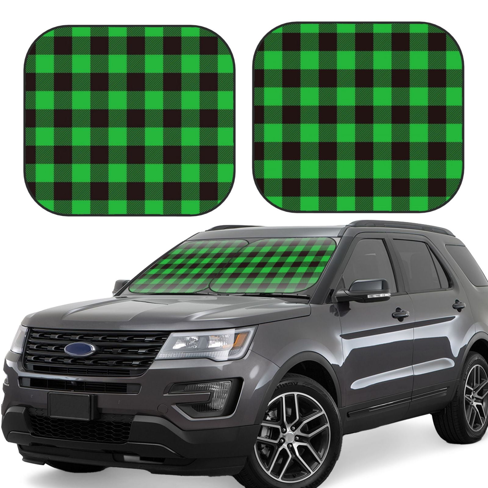 Balery Buffalo Plaid Green Black Sun Shield 2 Pack For Car Front ...
