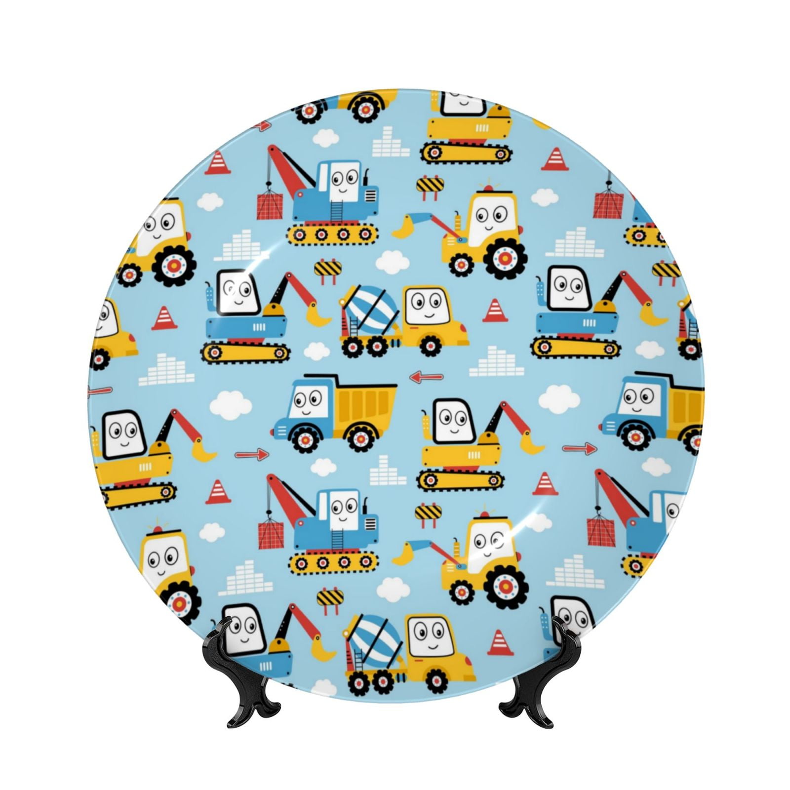 Balery Building Truck Print Bone China Decorative Plate Ceramic Dinner ...