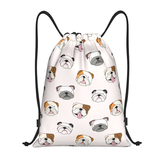 Balery Bulldog Face Pattern Drawstring Backpack Bag Sport Gym Sackpack ...