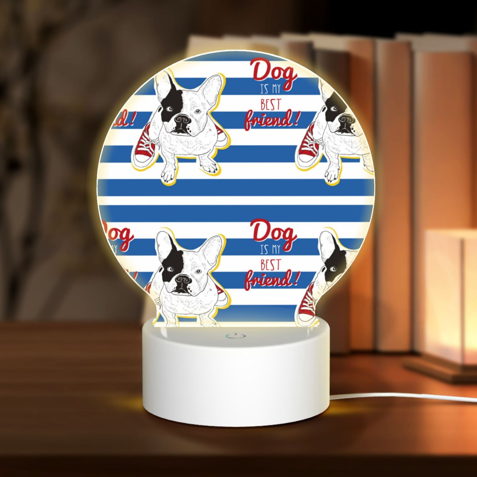 Balery Bulldog Friend Pattern Acrylic Night Light Gift with 3 Color ...