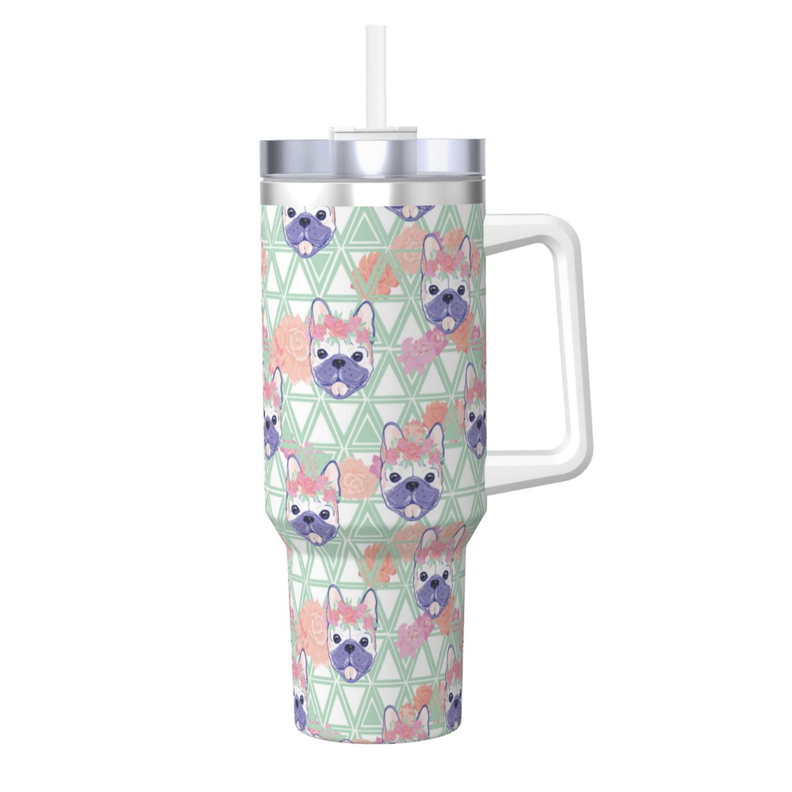 Balery Bulldog Pattern 40oz Stainless Steel Tumbler Double Wall Vacuum ...