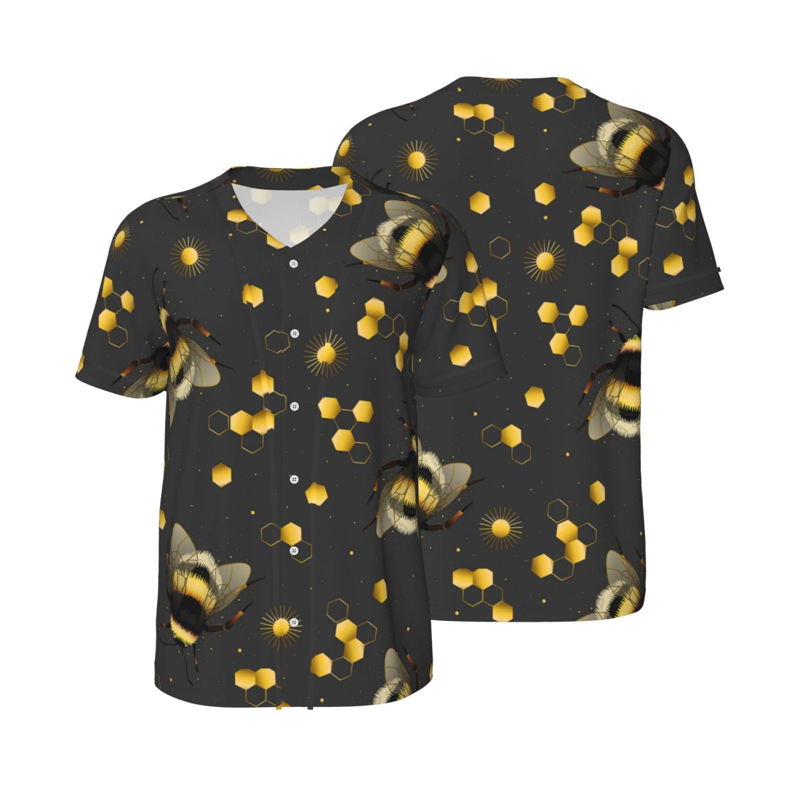 Balery Bumblebee Baseball Jersey for Men Casual Button Down Shirts ...