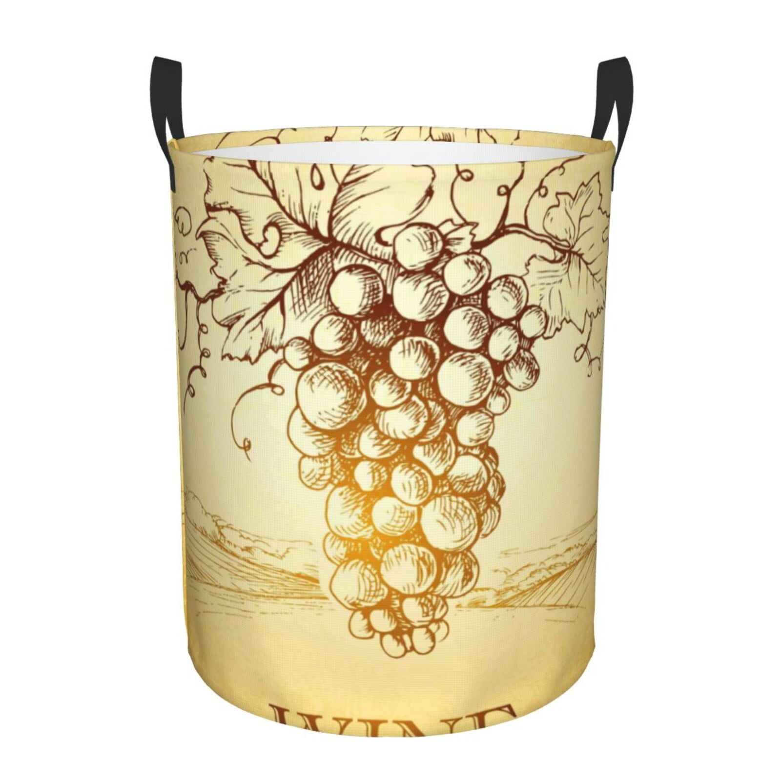 Balery Bunch of Grapes Round Laundry Basket with Handles Waterproof ...