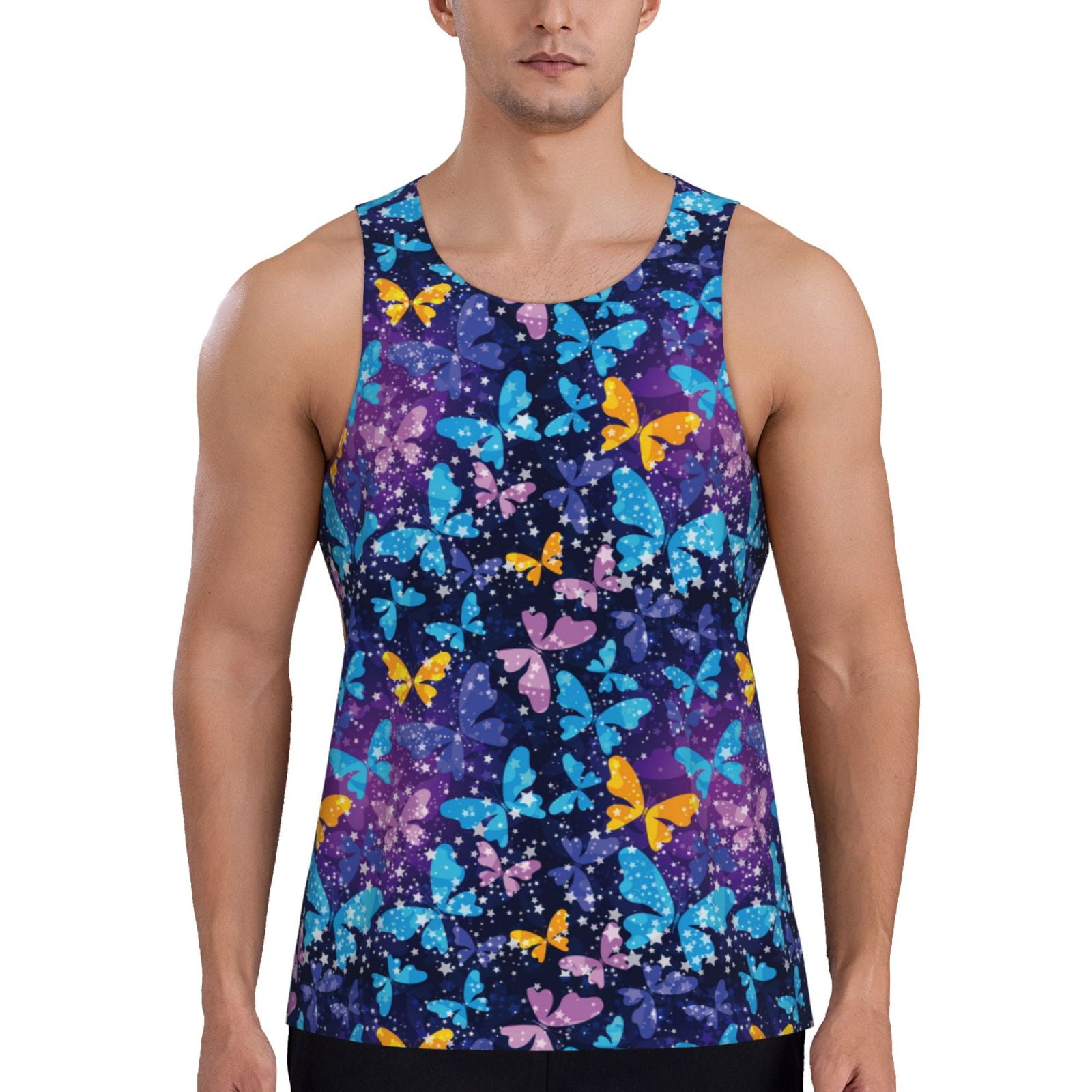 Balery Butterflies Of The Starry Sky Pattern Men's Workout Tank Top Gym ...