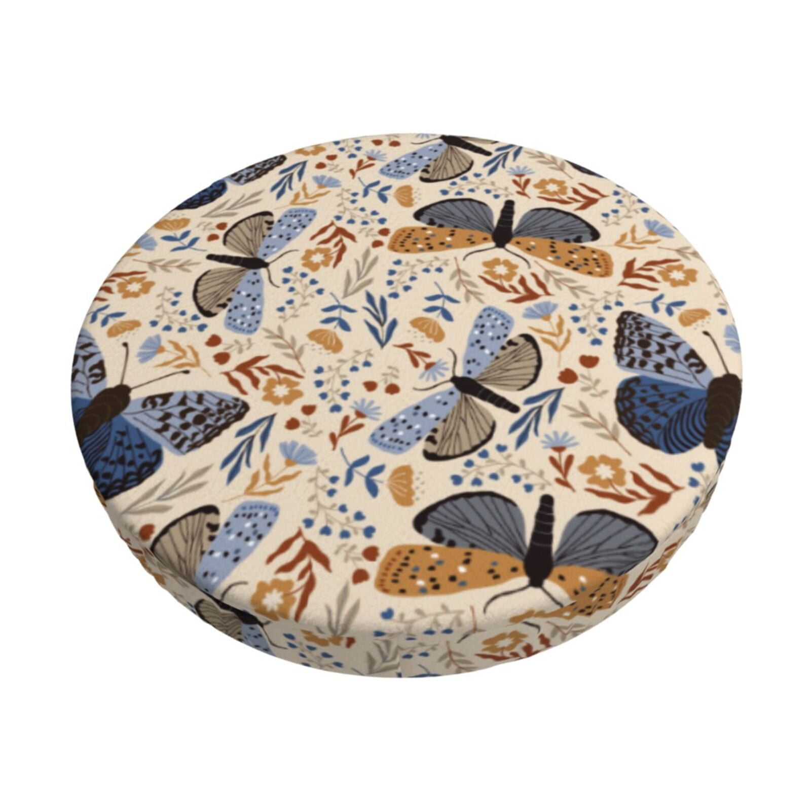 Balery Butterflies Round Bar Stool Seat Covers Velvet Fabric Adjustable ...