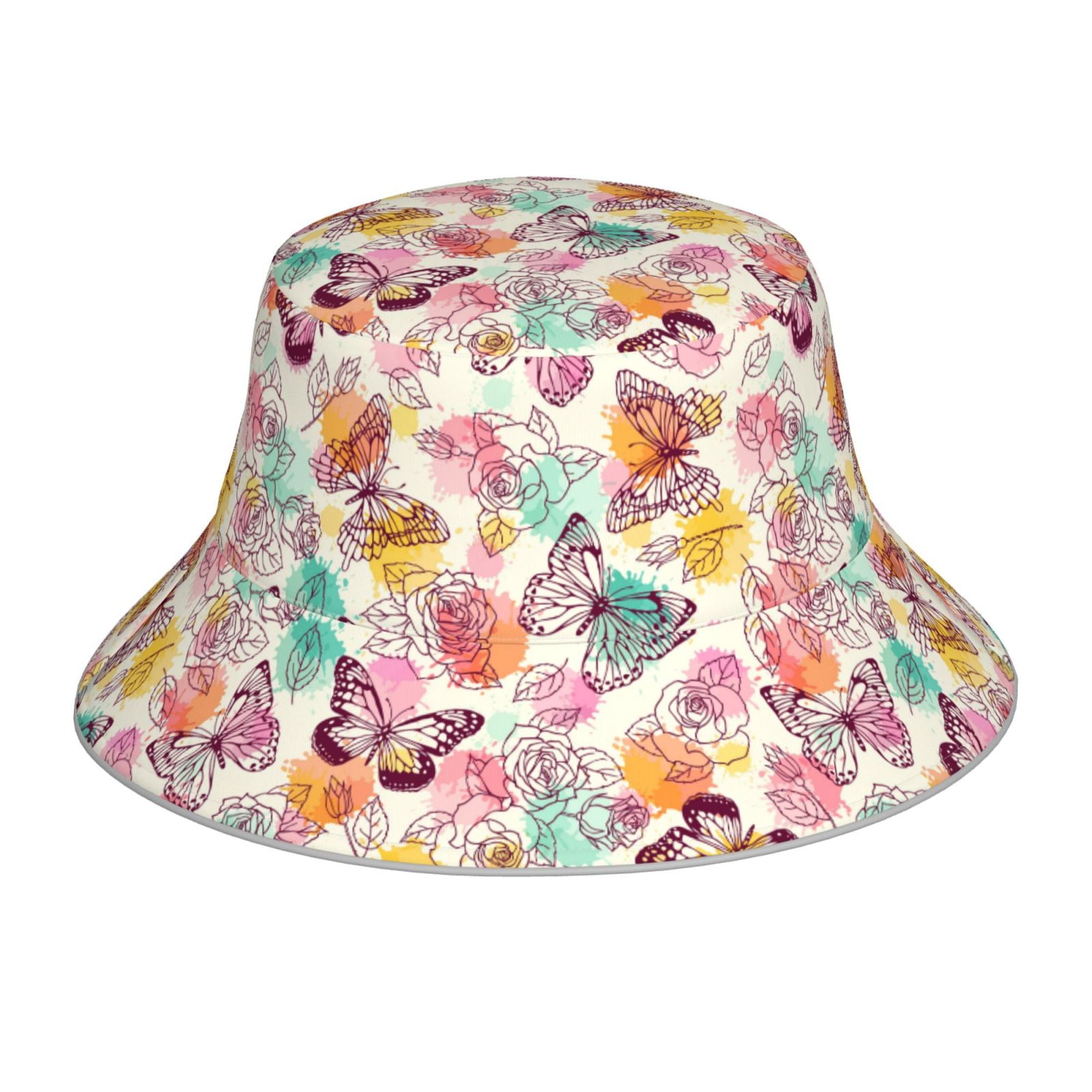 Balery Butterflies and Roses Sun Hats for Men Women Bucket Hat UPF 50 ...