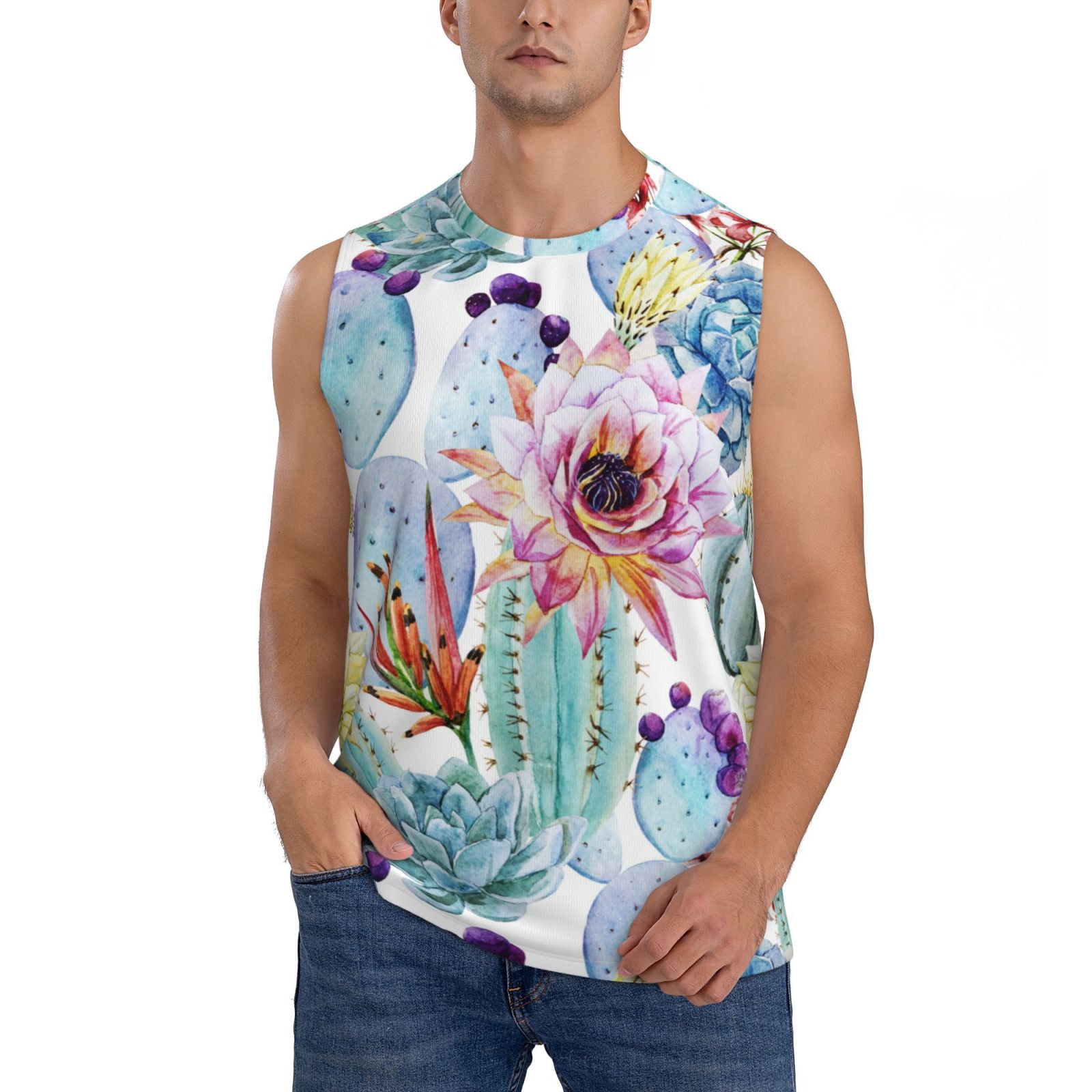 Balery Cactus Men's Sleeveless Muscle Shirts Workout Tank Top, Moisture ...