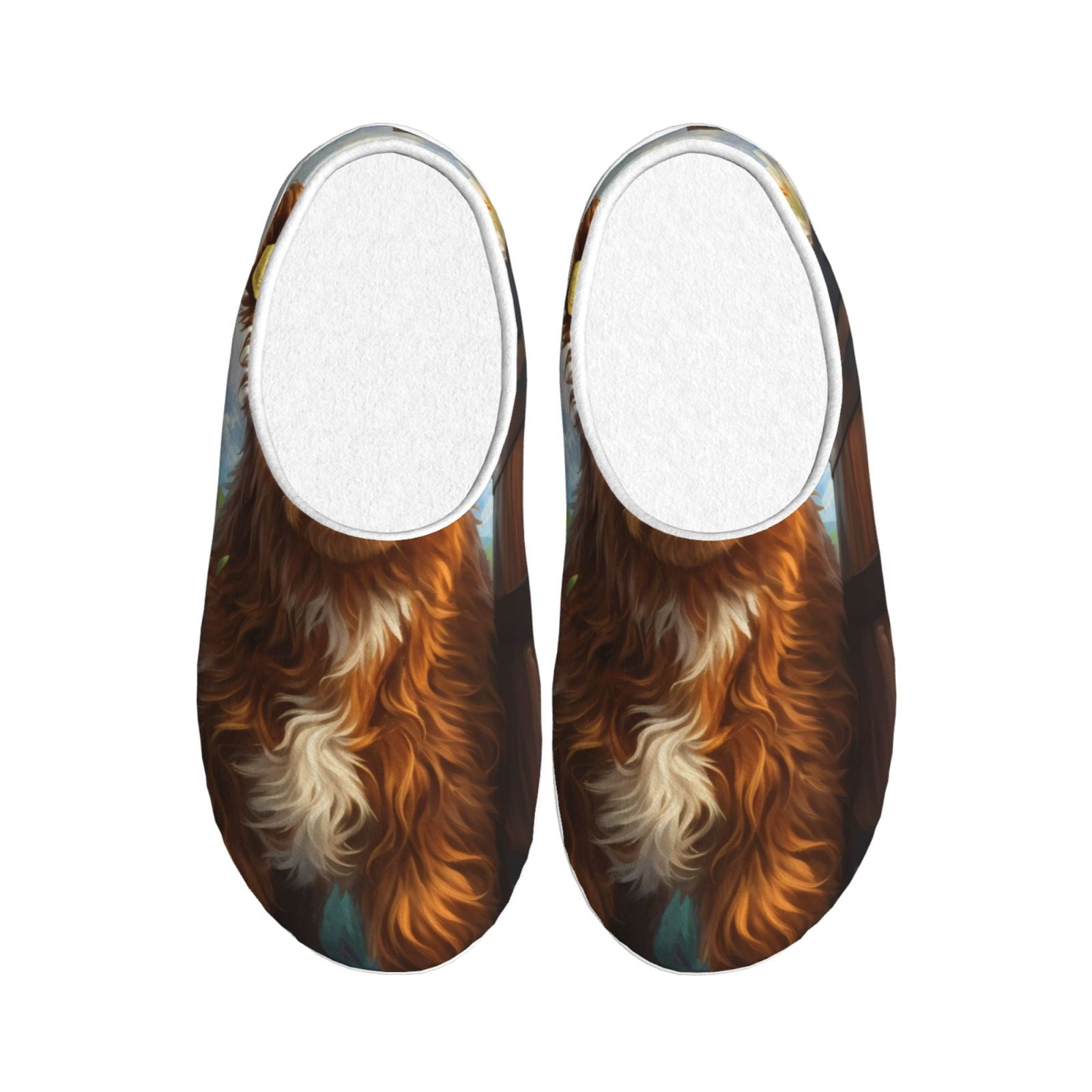 Balery Calf Butterflies Lilies A Pattern Women's Fuzzy Memory Foam ...