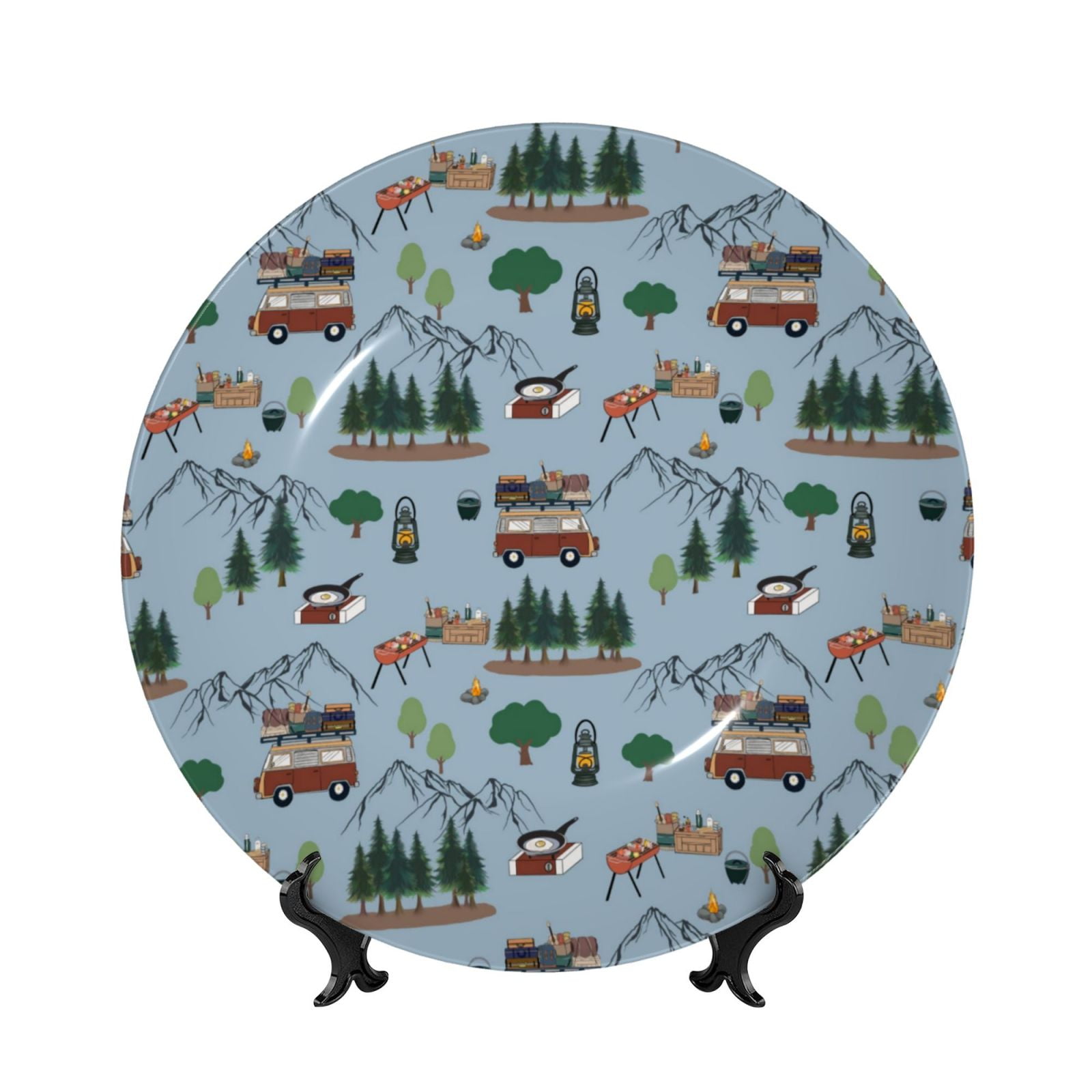 Balery Camping Caravan Print Bone China Decorative Plate Ceramic Dinner ...