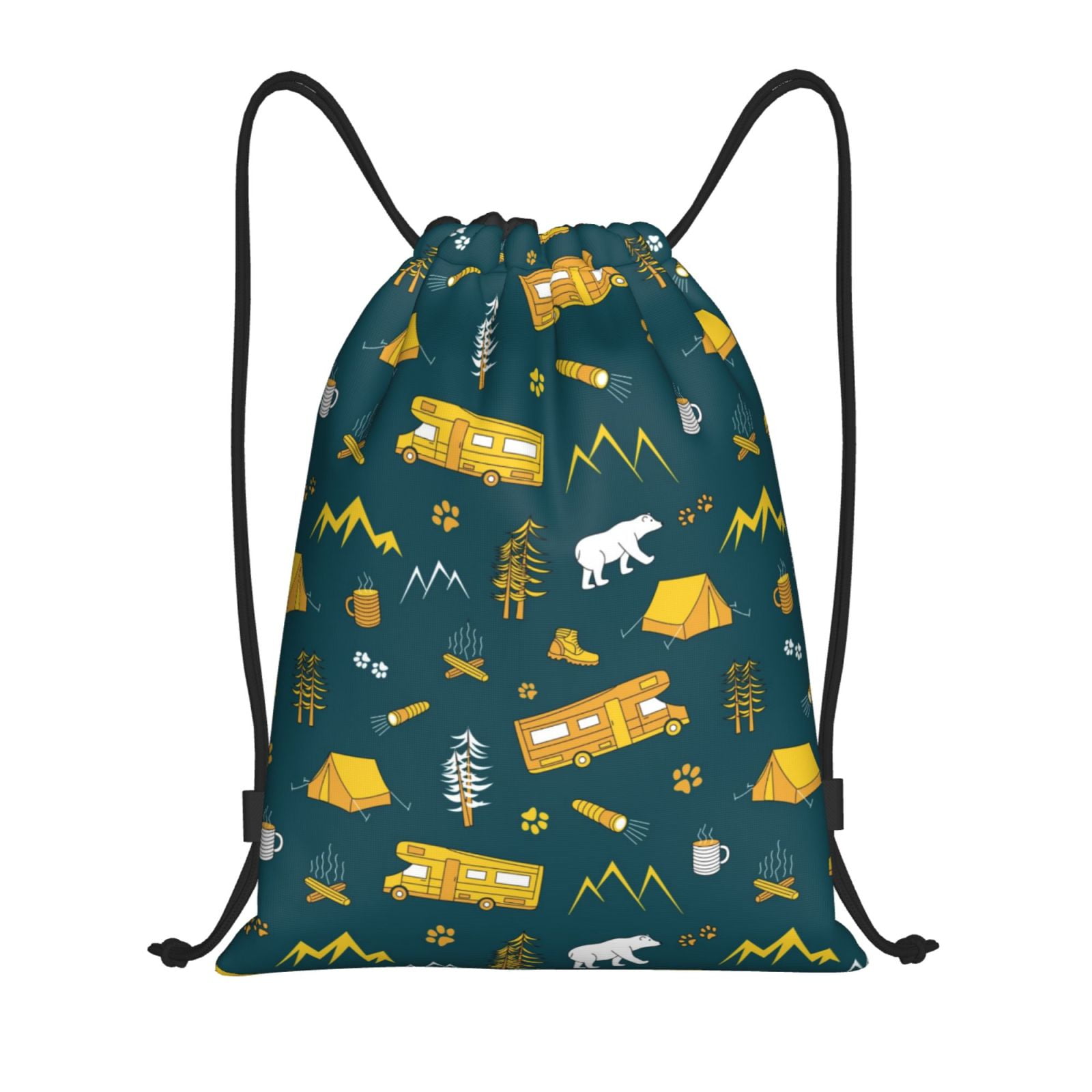 Balery Camping Pattern Drawstring Backpack Bag Sport Gym Sackpack Cinch ...