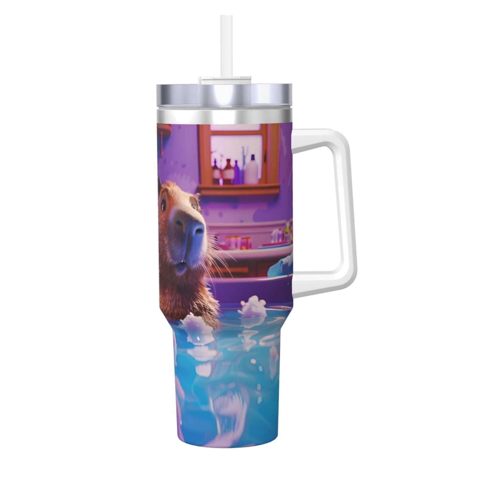 Balery Capybara Bathtub Fun Pattern 40oz Stainless Steel Tumbler Double ...