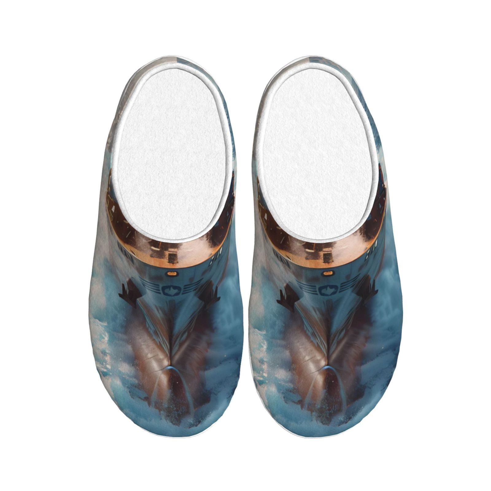 Balery Cargo Ship At Sea Pattern Women's Fuzzy Memory Foam Slippers ...