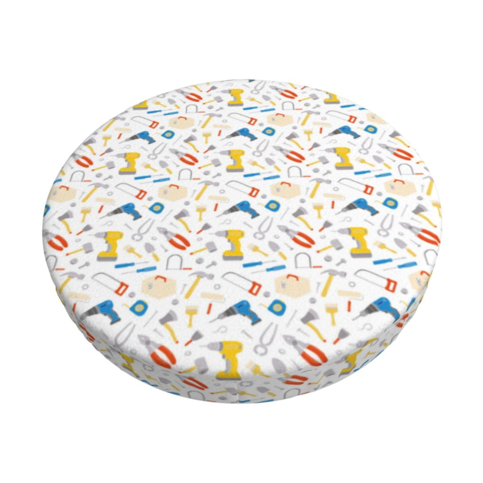 Balery Carpenter tools Pattern Round Bar Stool Seat Covers Velvet ...