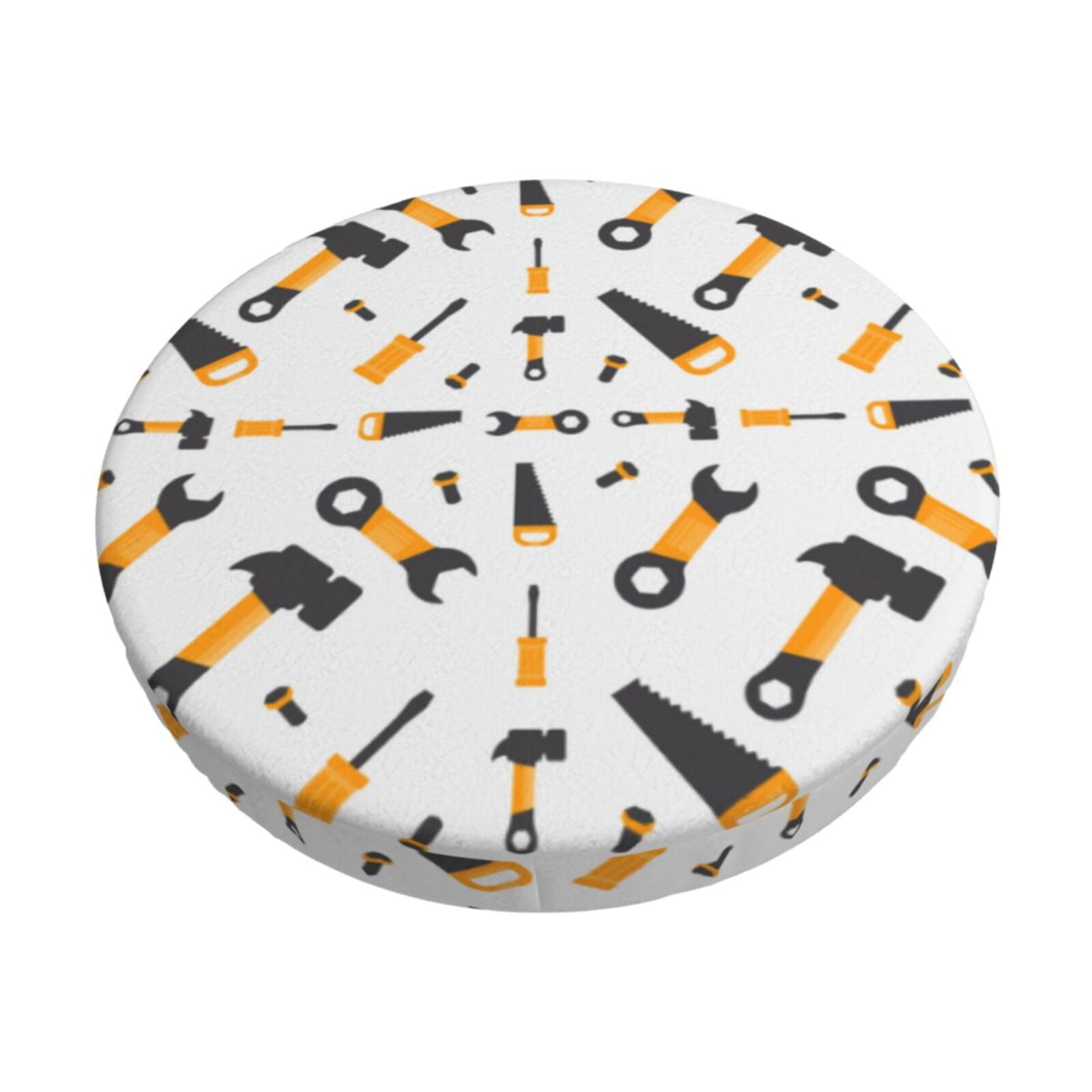 Balery Carpenter tools Pattern Round Bar Stool Seat Covers Velvet ...