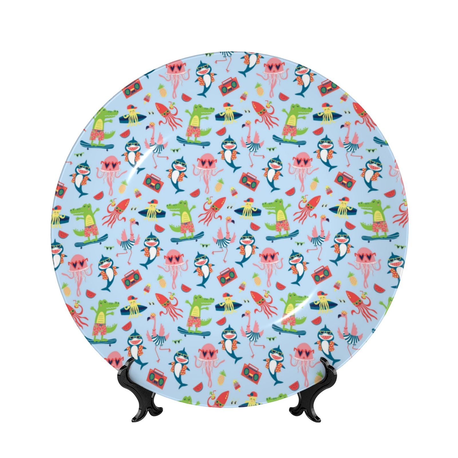 Balery Cartoon Animals Print Bone China Decorative Plate Ceramic Dinner ...