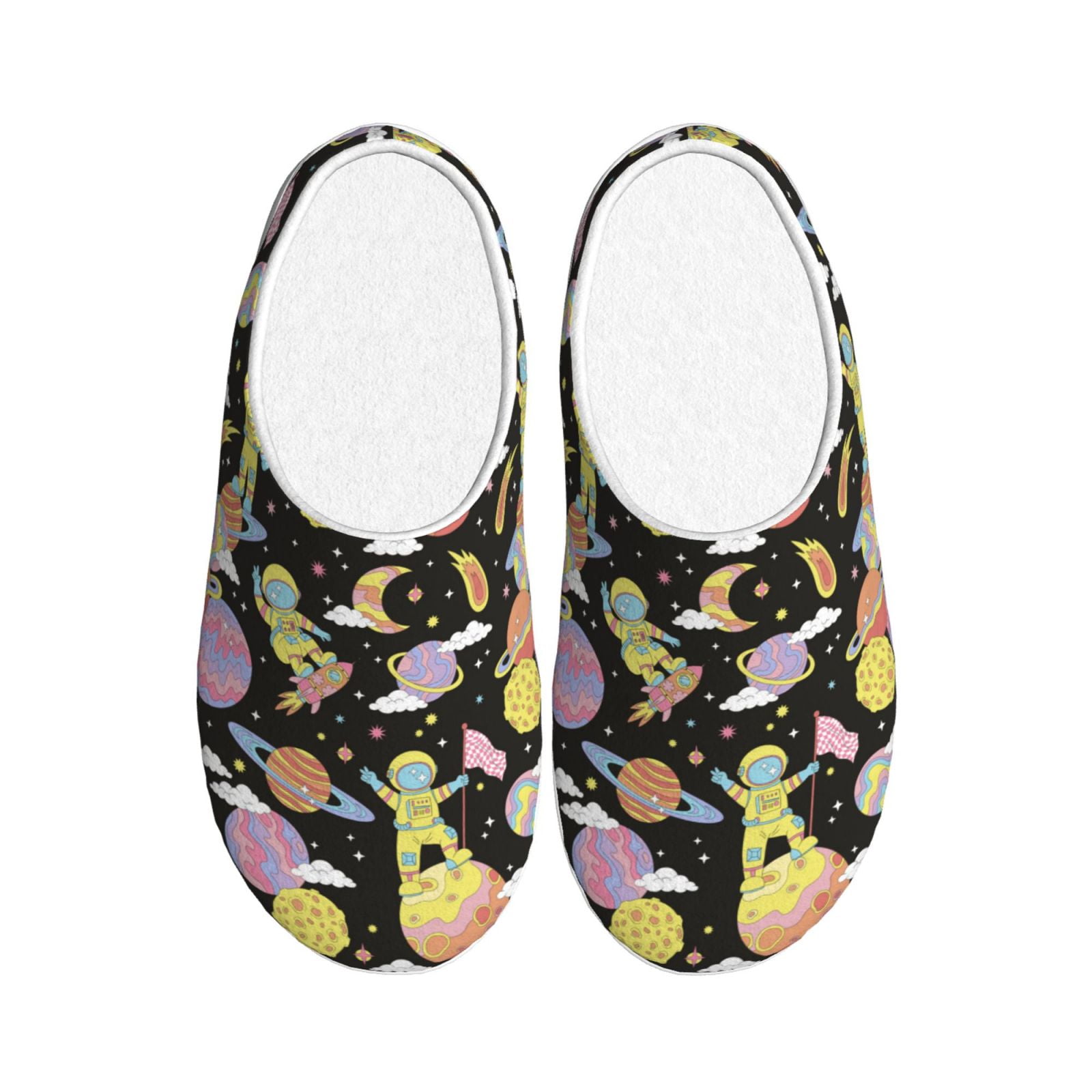 Balery Cartoon Astronaut In Spacesuit Pattern Women's Fuzzy Memory Foam ...