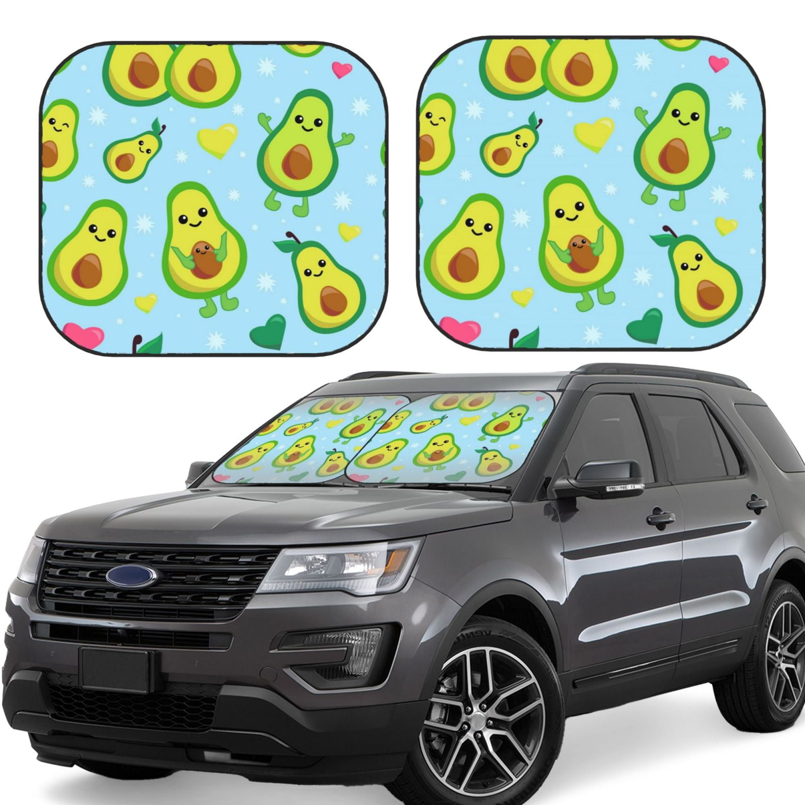 Balery Cartoon Avocado Sun Shield 2 Pack For Car Front Windows Foldable ...