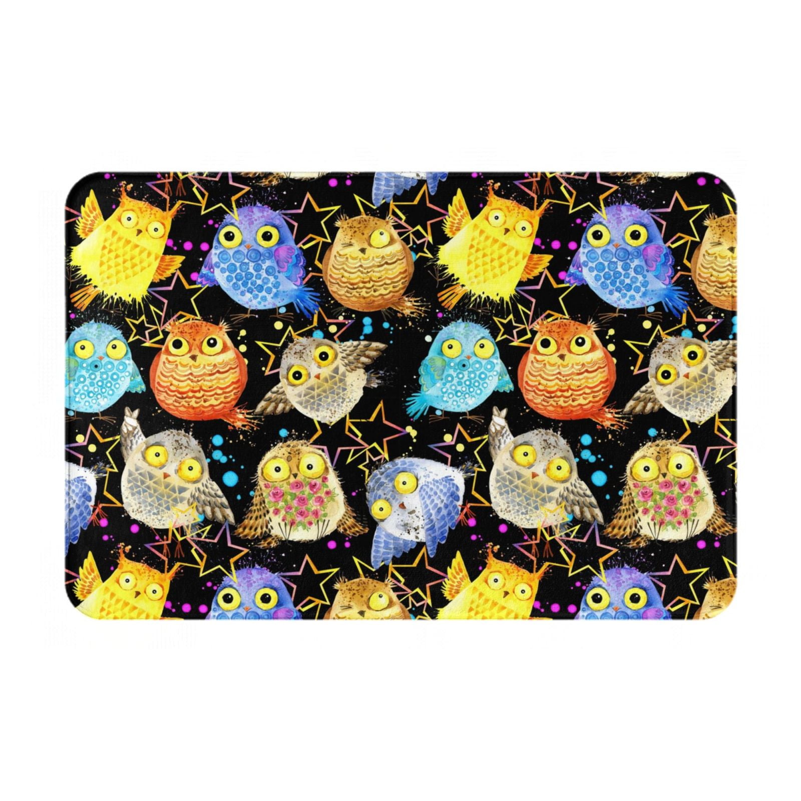 Balery Cartoon Bird Owl Doormat, Durable Flannel Fabric, Waterproof ...