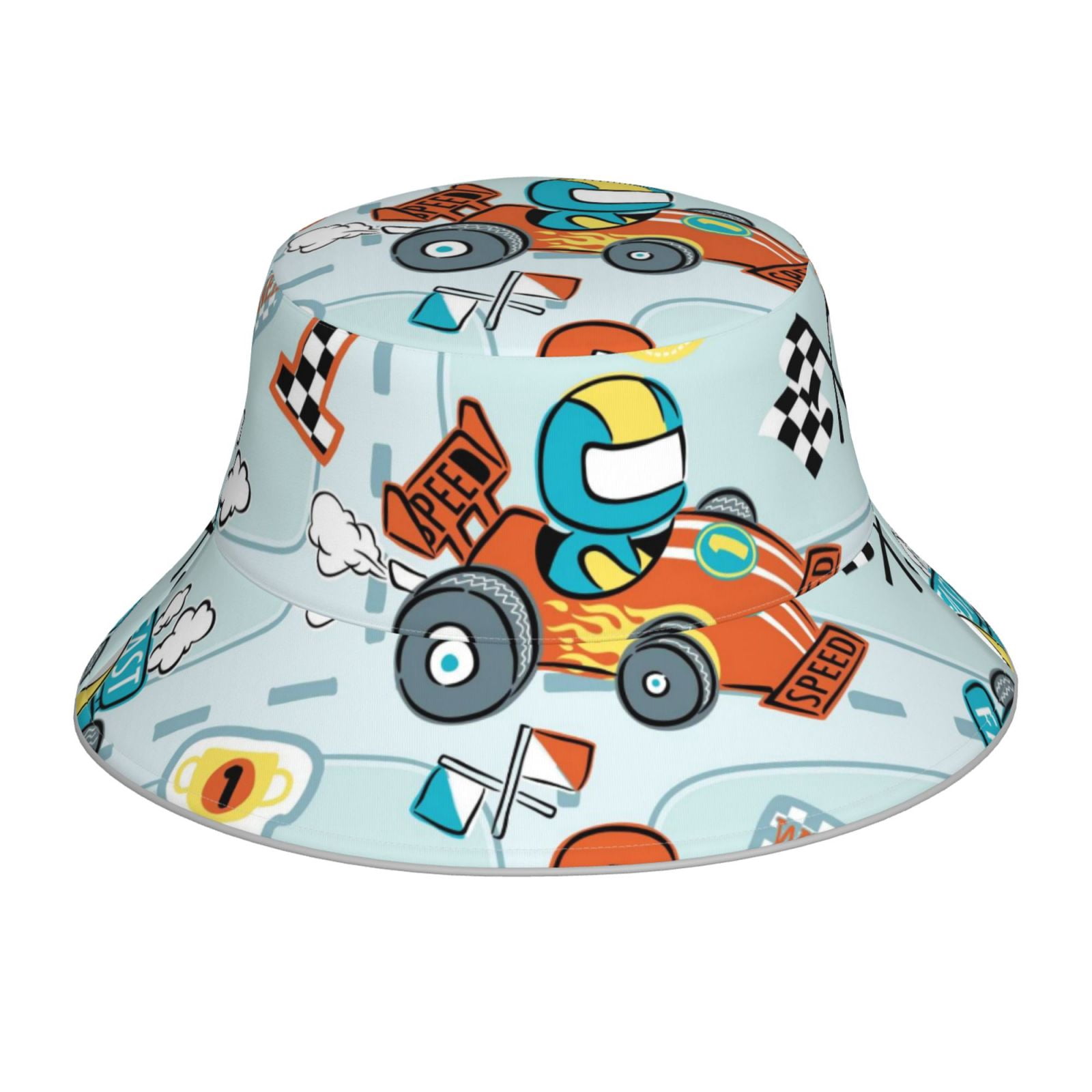 Balery Cartoon Car Racing，Black and White Grid Sun Hats for Men Women ...