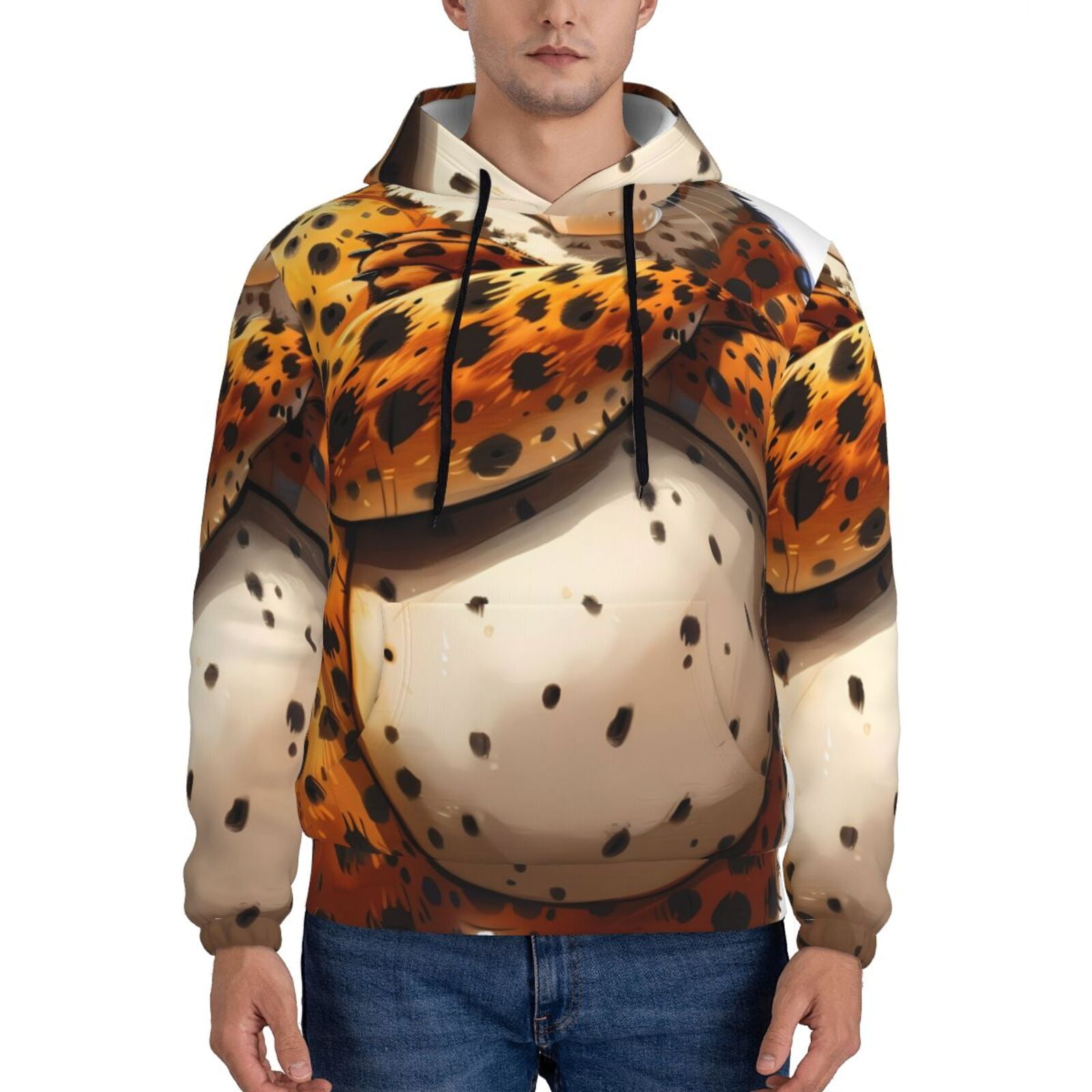Balery Cartoon Cheetah With Attitude Pattern Mens Hoodie Kangaroo ...