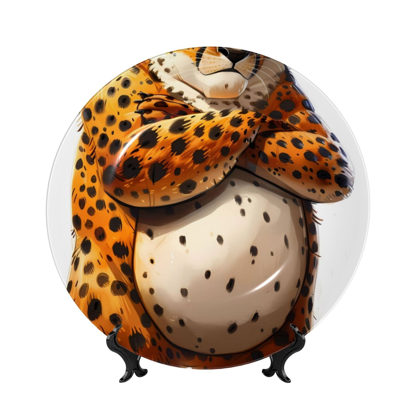 Balery Cartoon Cheetah With Attitude Print Bone China Decorative Plate ...