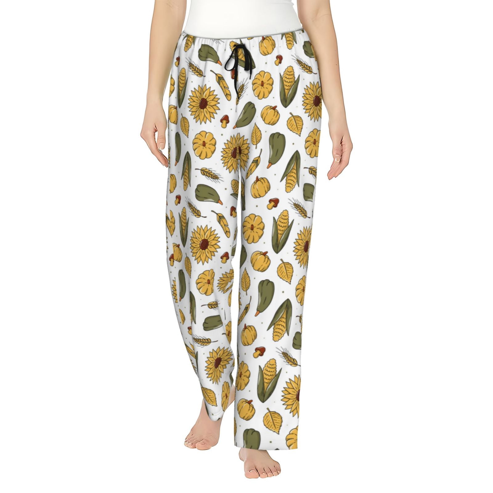 Balery Cartoon Corn Pumpkin Sunflower print Women's Pajama Pants,Ultra ...